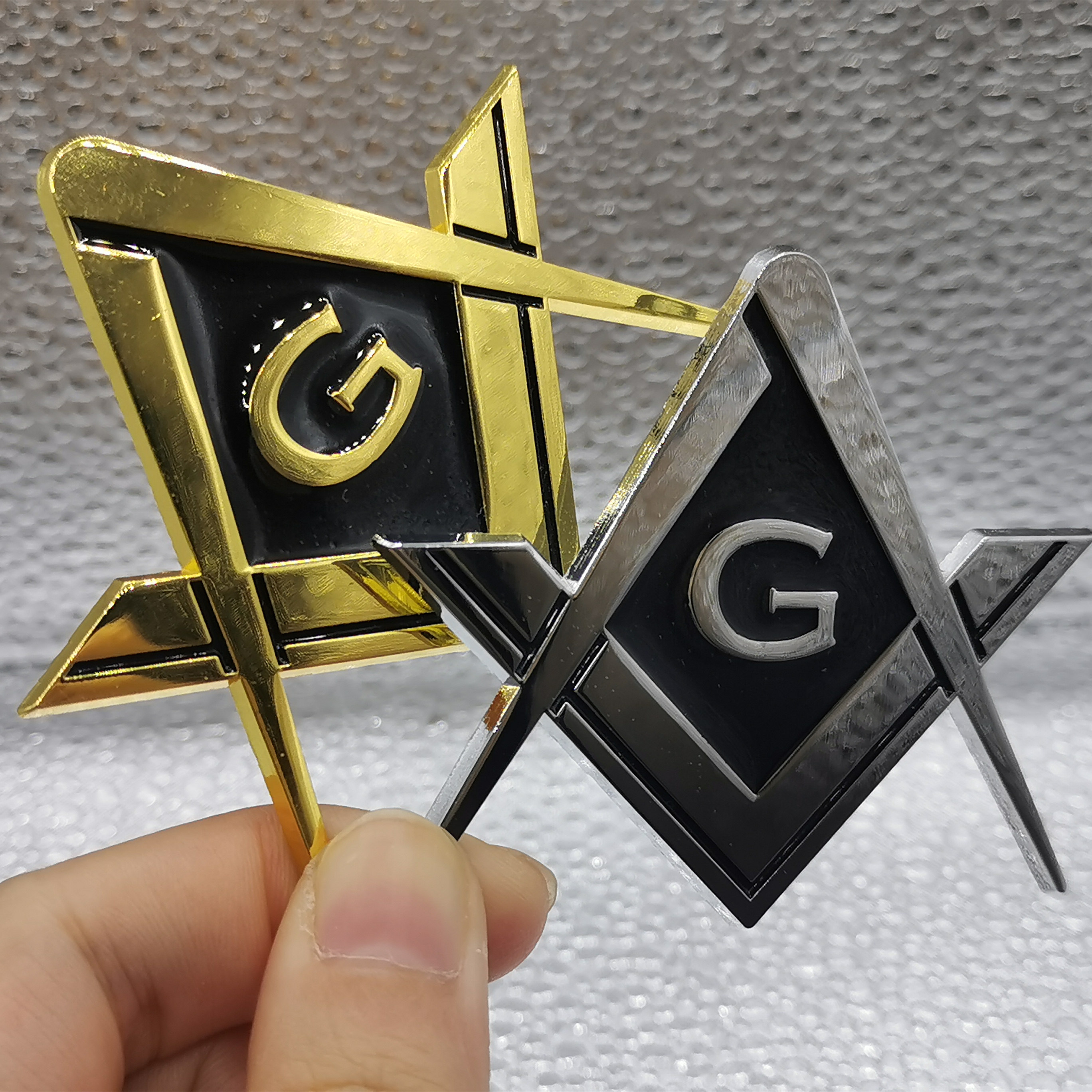 Gold Silver Metal Masonic Emblem for Car Sticker Waterproof Design 3M ...