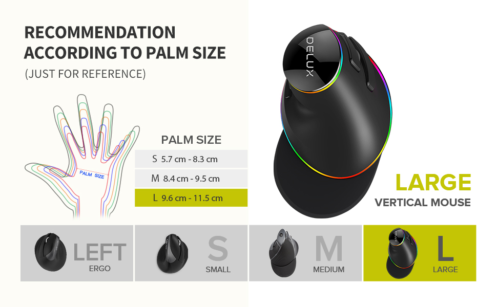 Delux M618 Plus RGB Light Ergonomics Vertical Gaming Mouse 6 Buttons ...