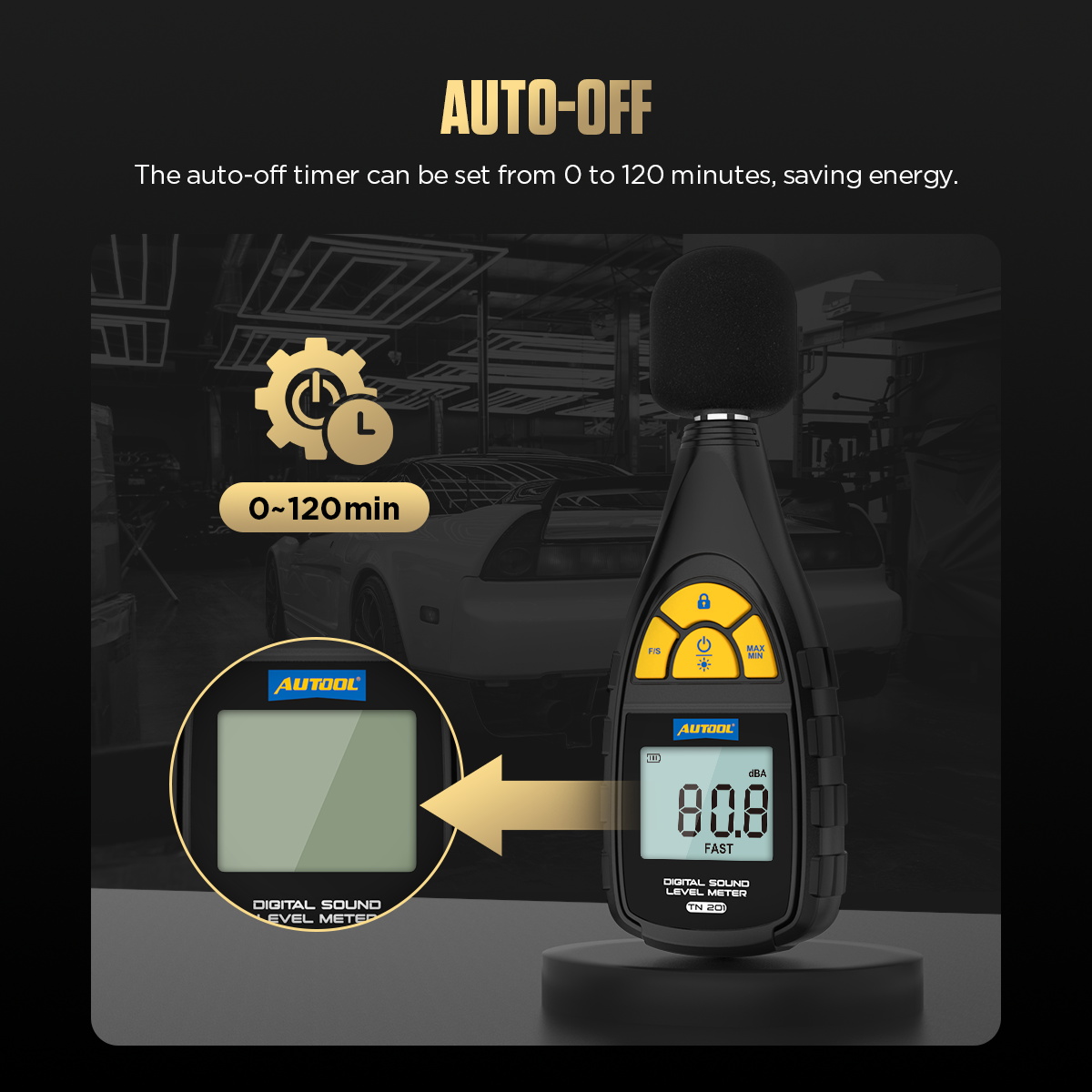 AUTOOL TN201 digital sound level meter sound level tester vehigle noise ...