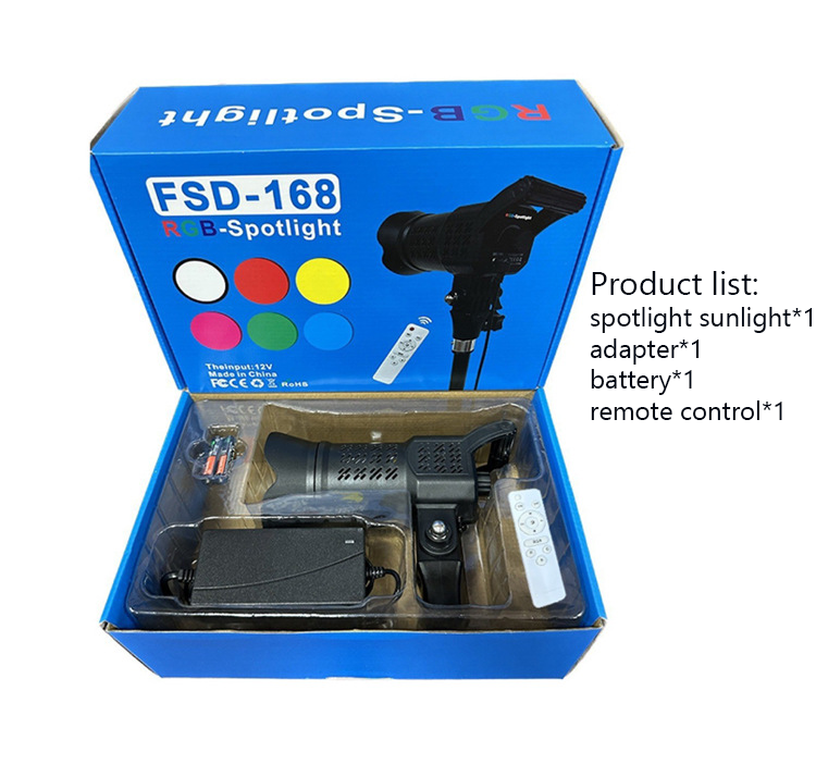 24W FSD-168 RGB Spotlight Lights Color Studio Lens Zoom Continuous ...