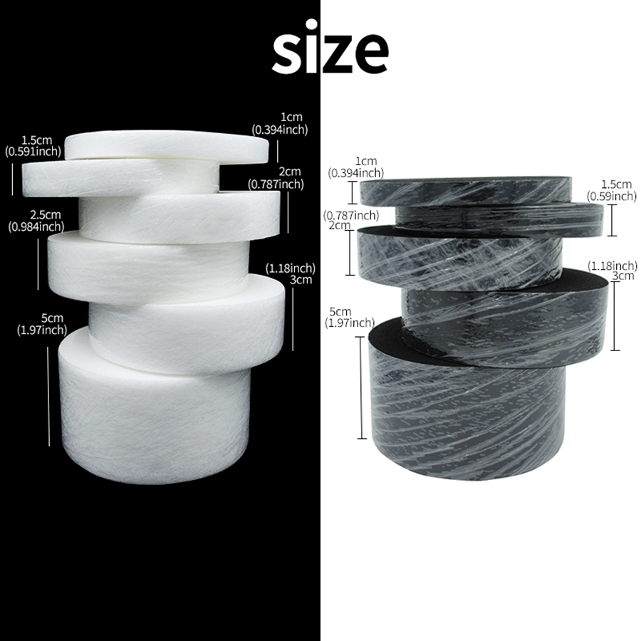 2 Rolls 70Y/64M White/Black Double-sided Interlining Adhesive Fabric Fusing Cloth Iron on Hem ...