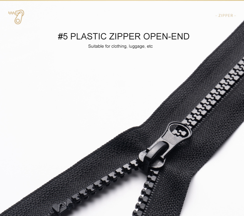 2pcs Durable Black Resin Zipper with Auto-lock and Large Teeth for ...
