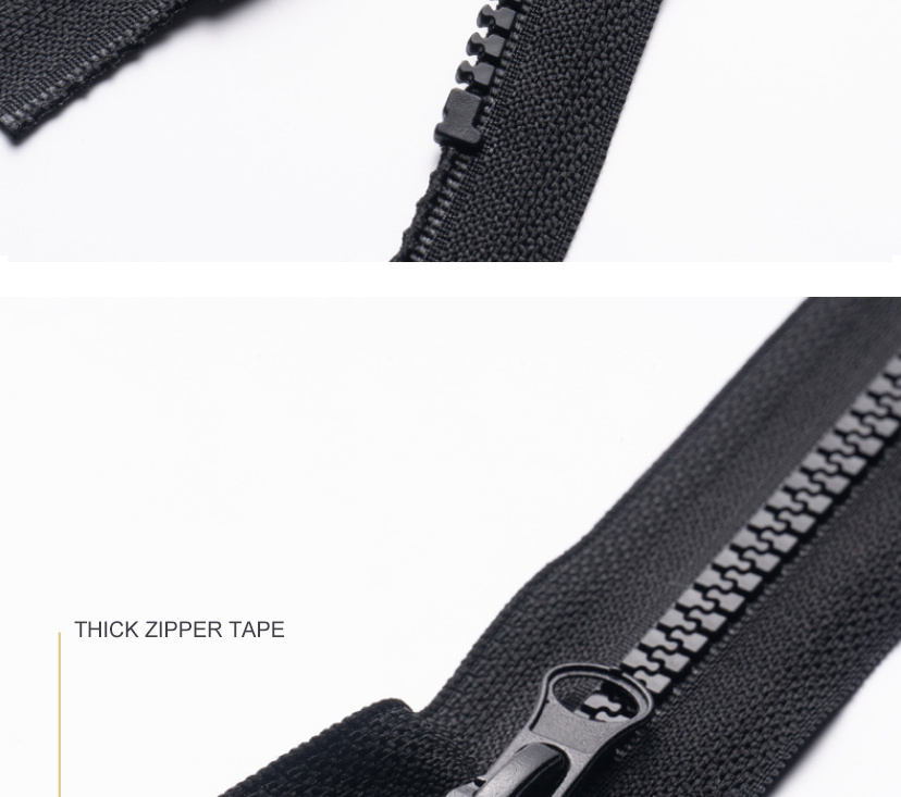 2pcs Durable Black Resin Zipper with Auto-lock and Large Teeth for ...