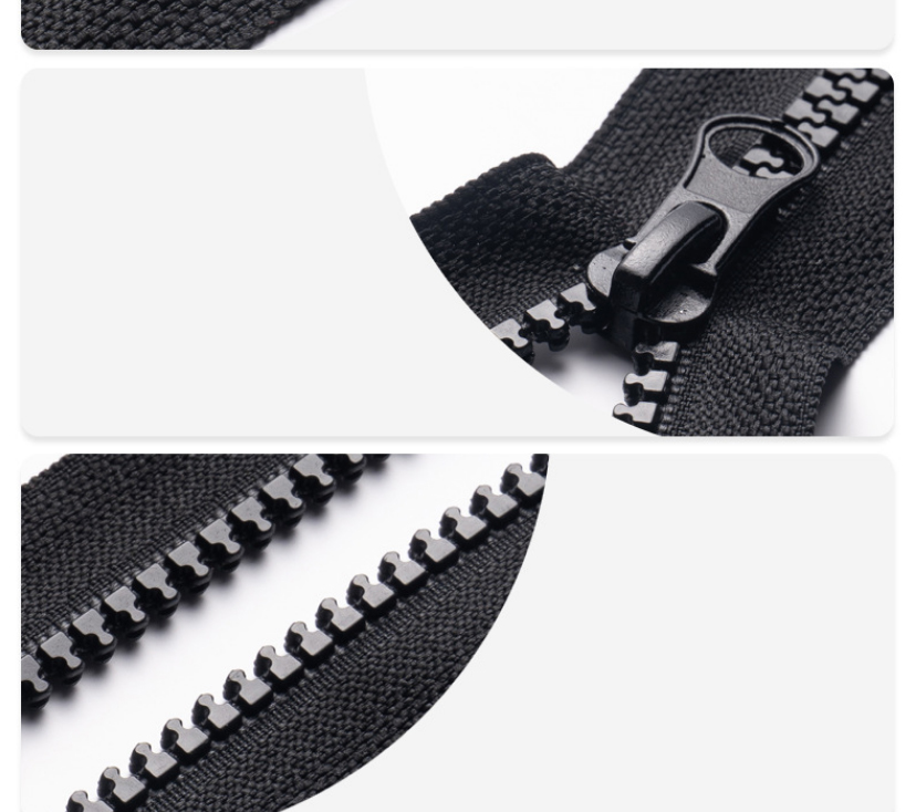 2pcs Durable Black Resin Zipper with Auto-lock and Large Teeth for ...