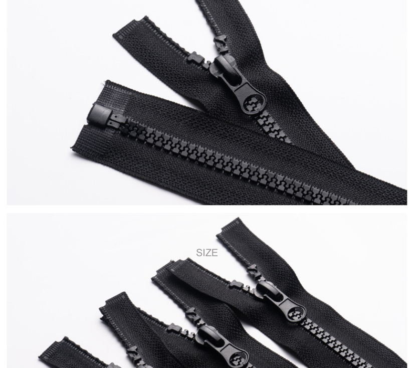 2pcs Durable Black Resin Zipper with Auto-lock and Large Teeth for ...