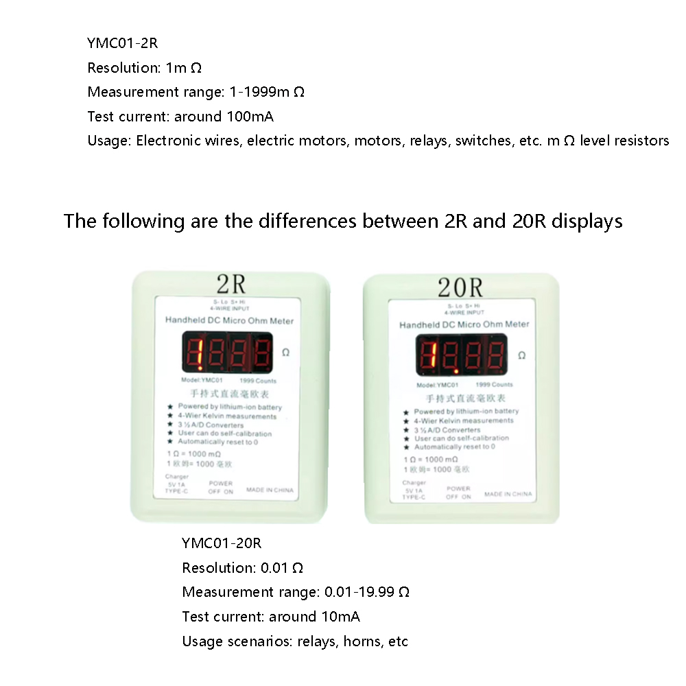 Handheld High Precision Milliohm Meter 4-Wires OhmMeter Wireline ...