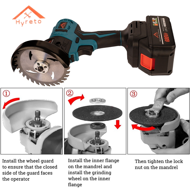 Hyreto Brushless Electric Angle Grinder 2-In-1 Variable Speed Multi-Function Cutting Machine ...