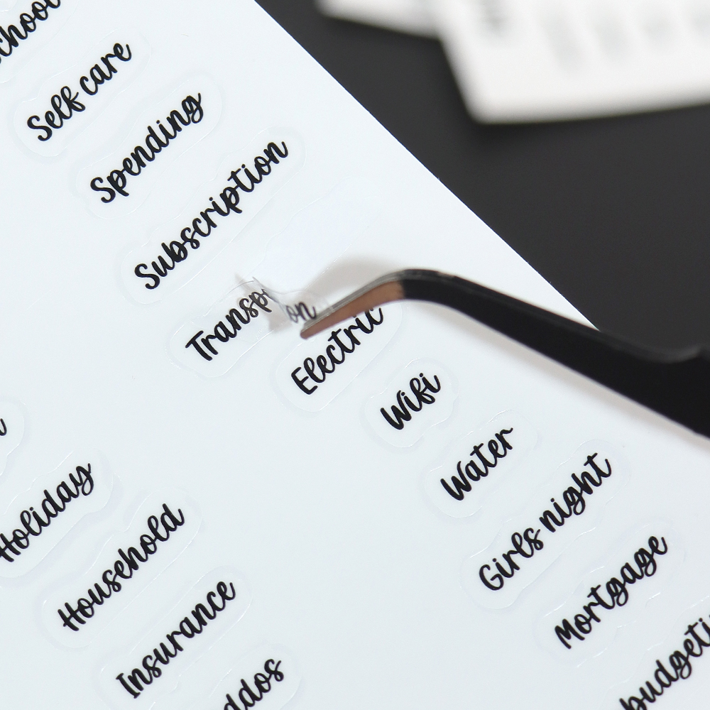 Cash Envelope Label Stickers, 10 Sheets Budget Tab Labels, Clear Vinyl ...
