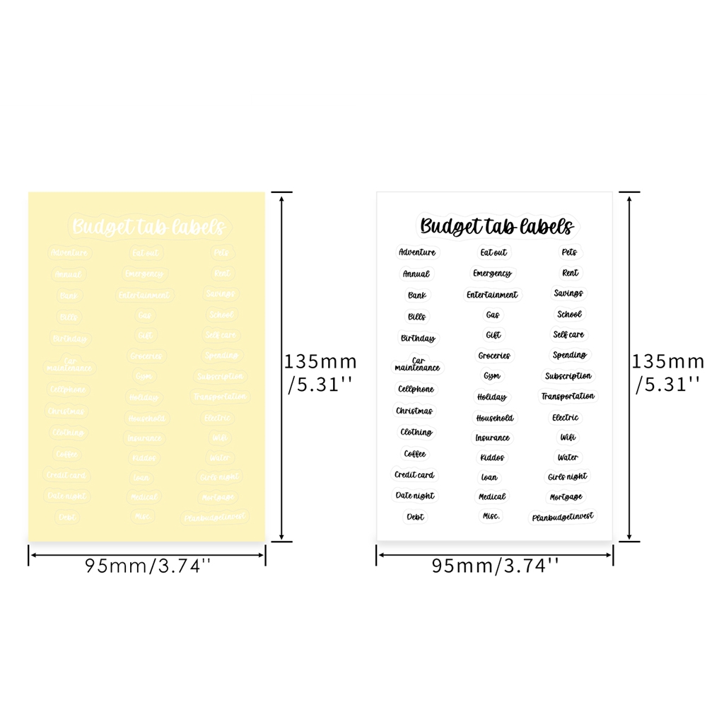 Cash Envelope Label Stickers, 10 Sheets Budget Tab Labels, Clear Vinyl ...