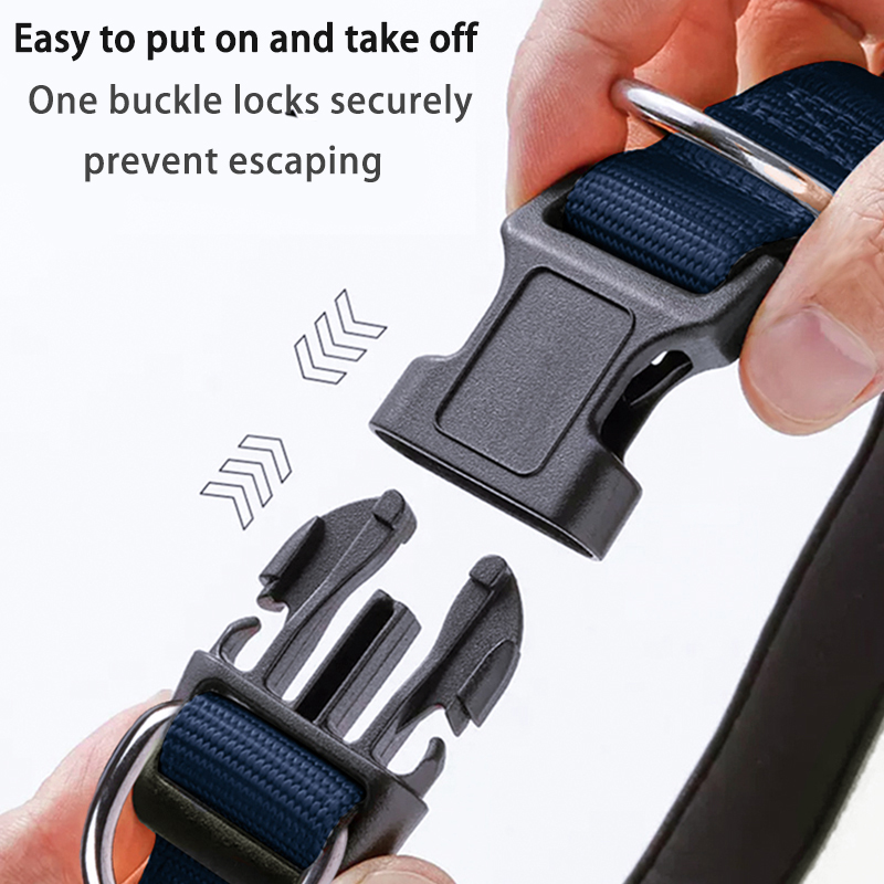 Reflective Nylon Dog Collar With Safety Buckle, Adjustable Pet Collars ...