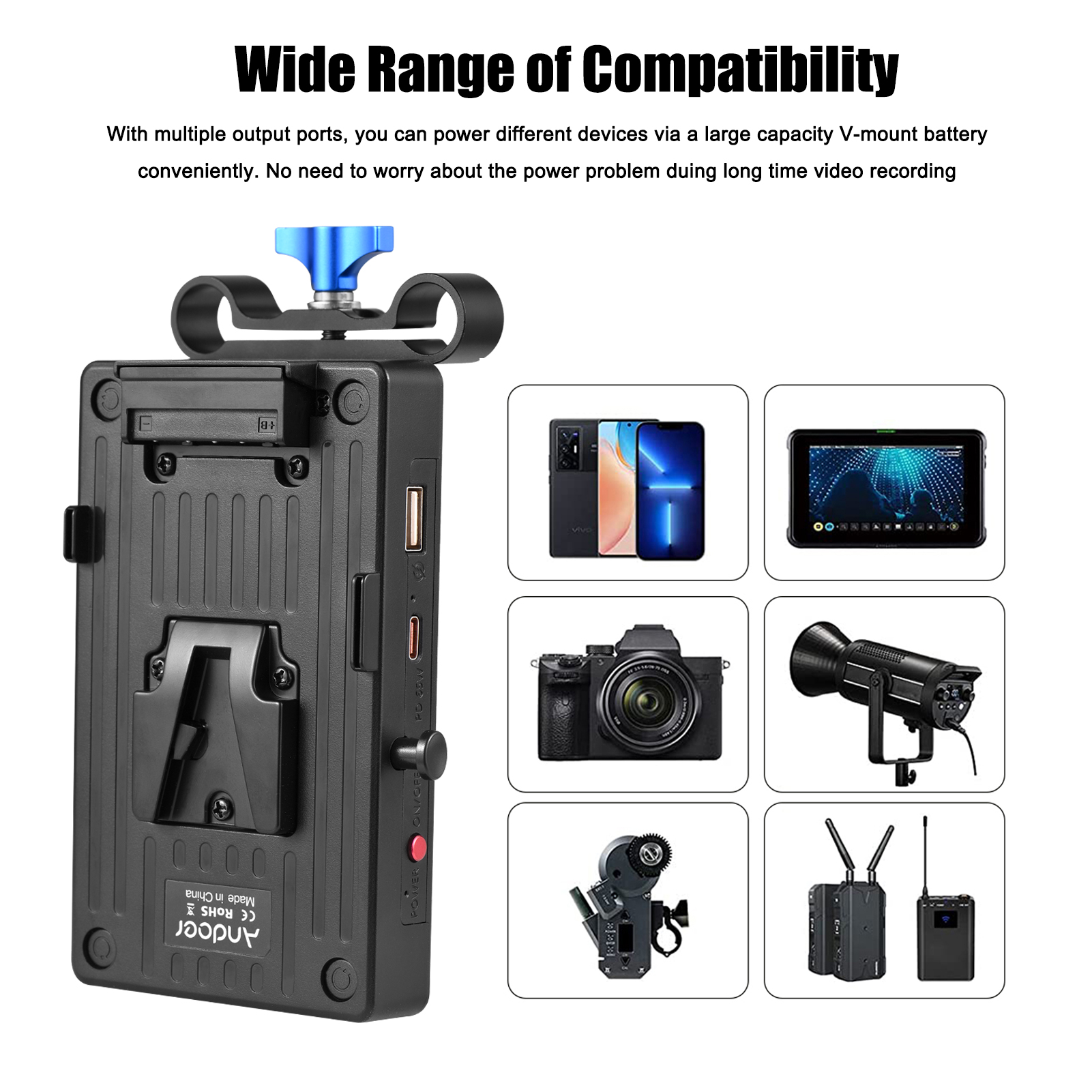 Andoer V Mount Battery Plate V Lock Battery Adapter Plate 65W PD Fast ...