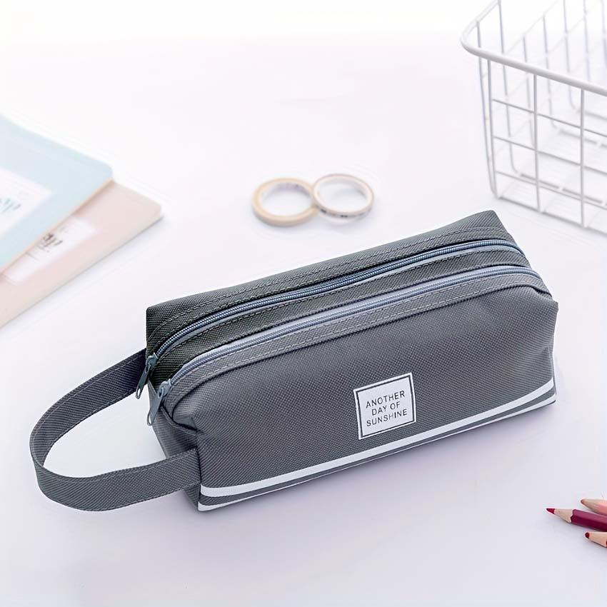 Portable Canvas Pencil Cases Double Layer Large Capacity Pen Bags for ...