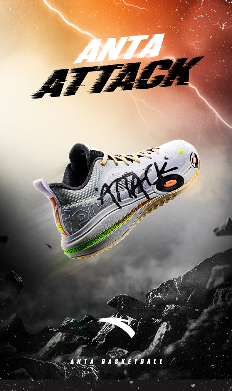 ANTA Men ATTACK Basketball Shoes Wear-resistant Shock Absorption ...