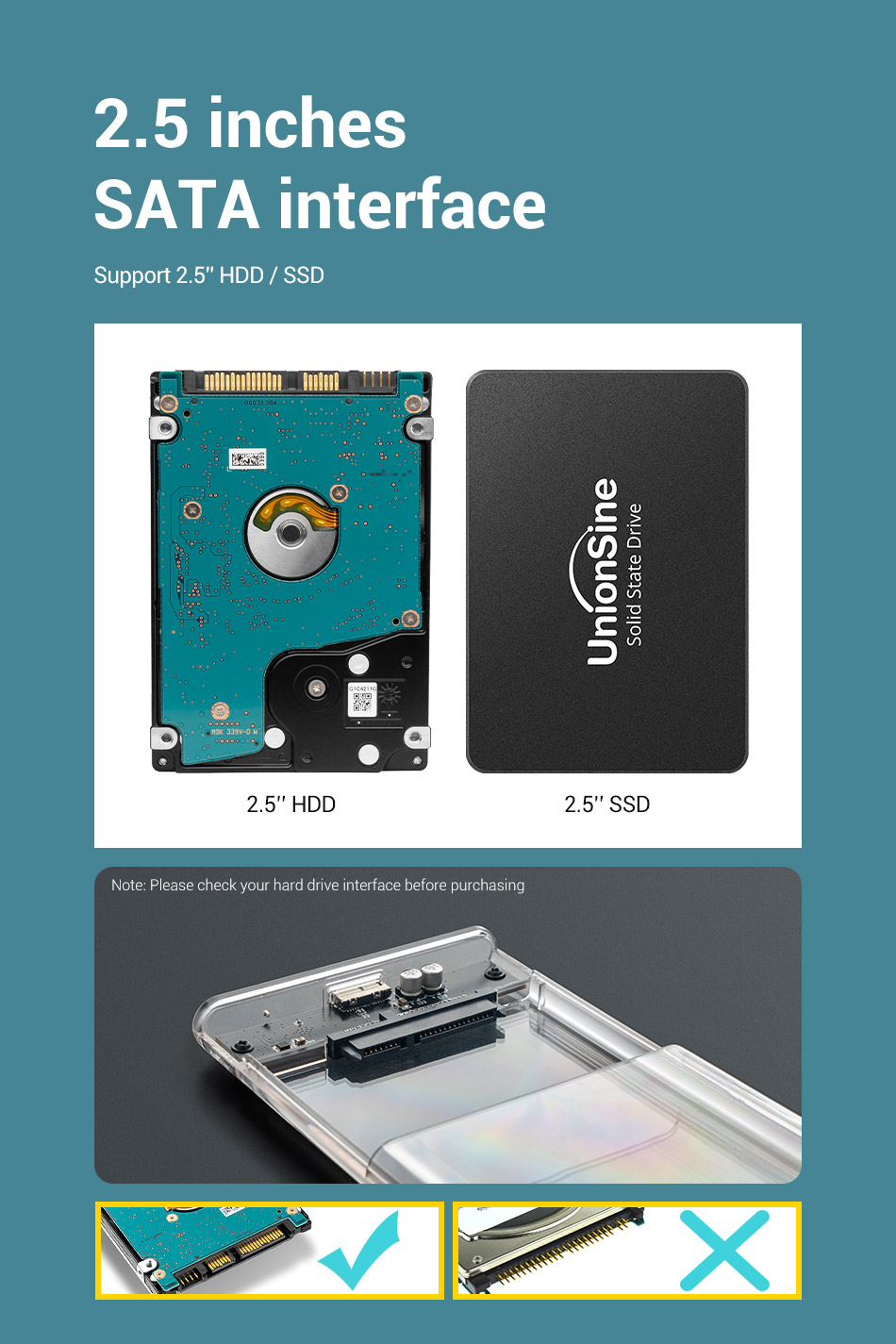 2.5" HDD Enclosure USB 3.0 SSD Enclosure HDD Case Transparent SATA 3.0 ...