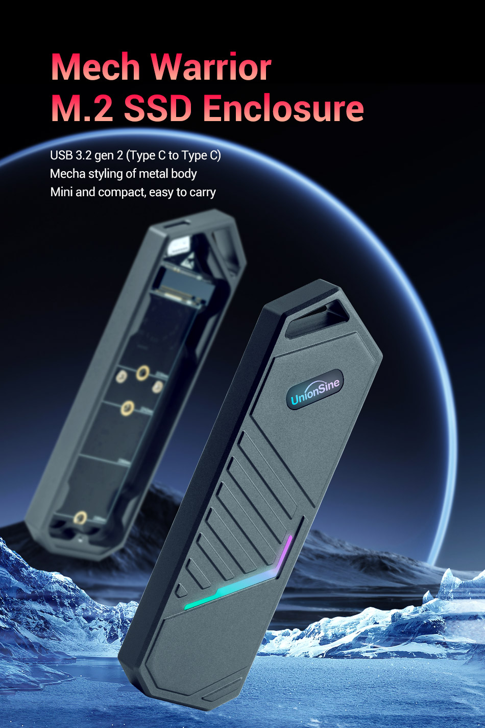 M.2 Enclosure PCI-e Adapter NVMe SSD Tool Free Aluminum Alloy Case USB ...