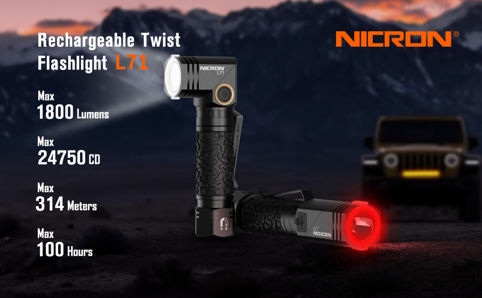 Nicron Flashlight L71 High Brightness Type-C Rechargeable Flashlight ...