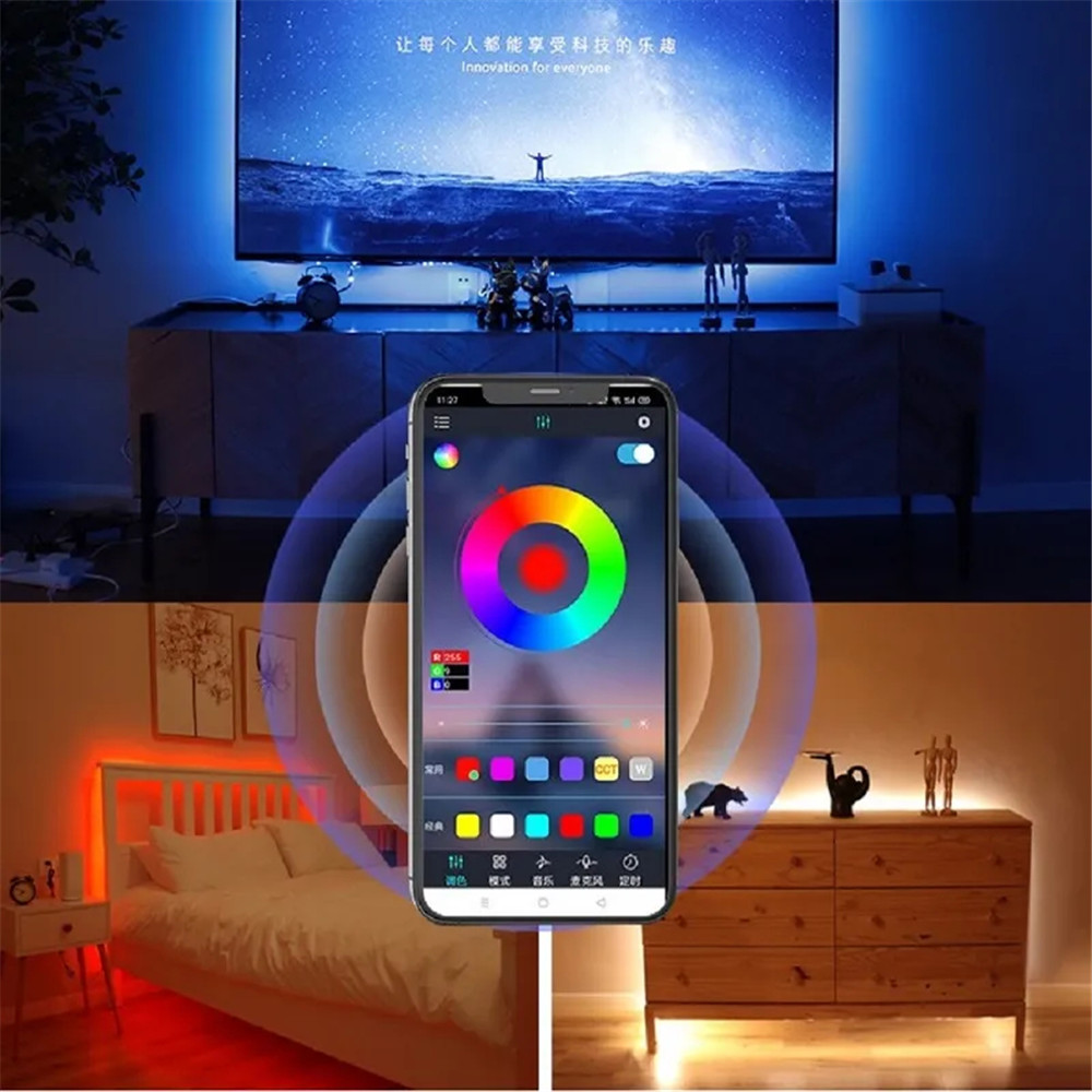 RGB 5050 LED Strip Bluetooth Remote Tape Decor for Room LED Light ...