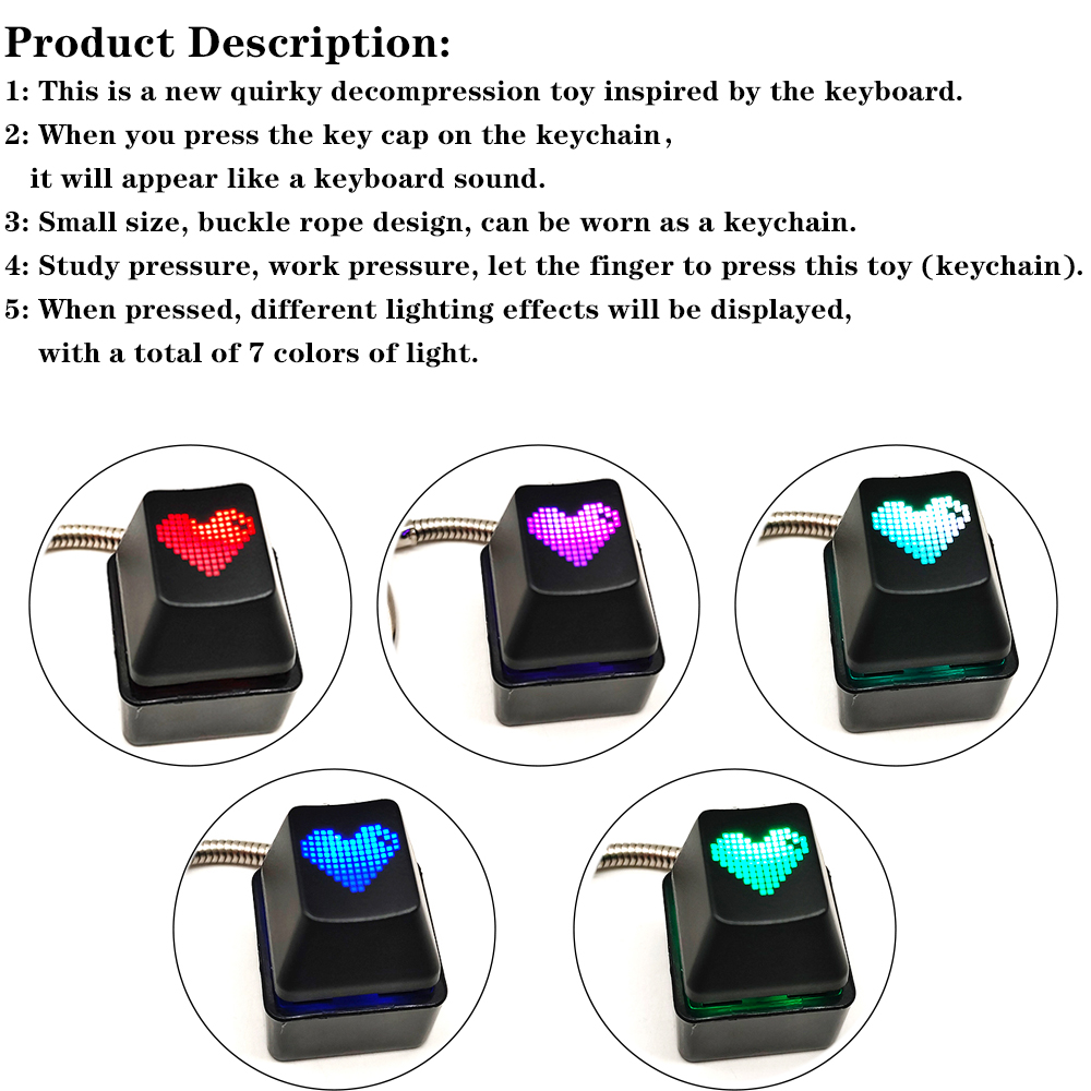 Love Heart 7-Color Light RGB Light Keychain Key Ring Pendant Fingertip ...