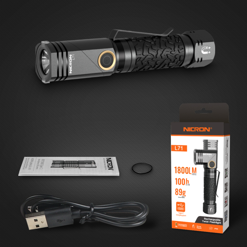 Nicron Flashlight L71 High Brightness Type-C Rechargeable Flashlight ...