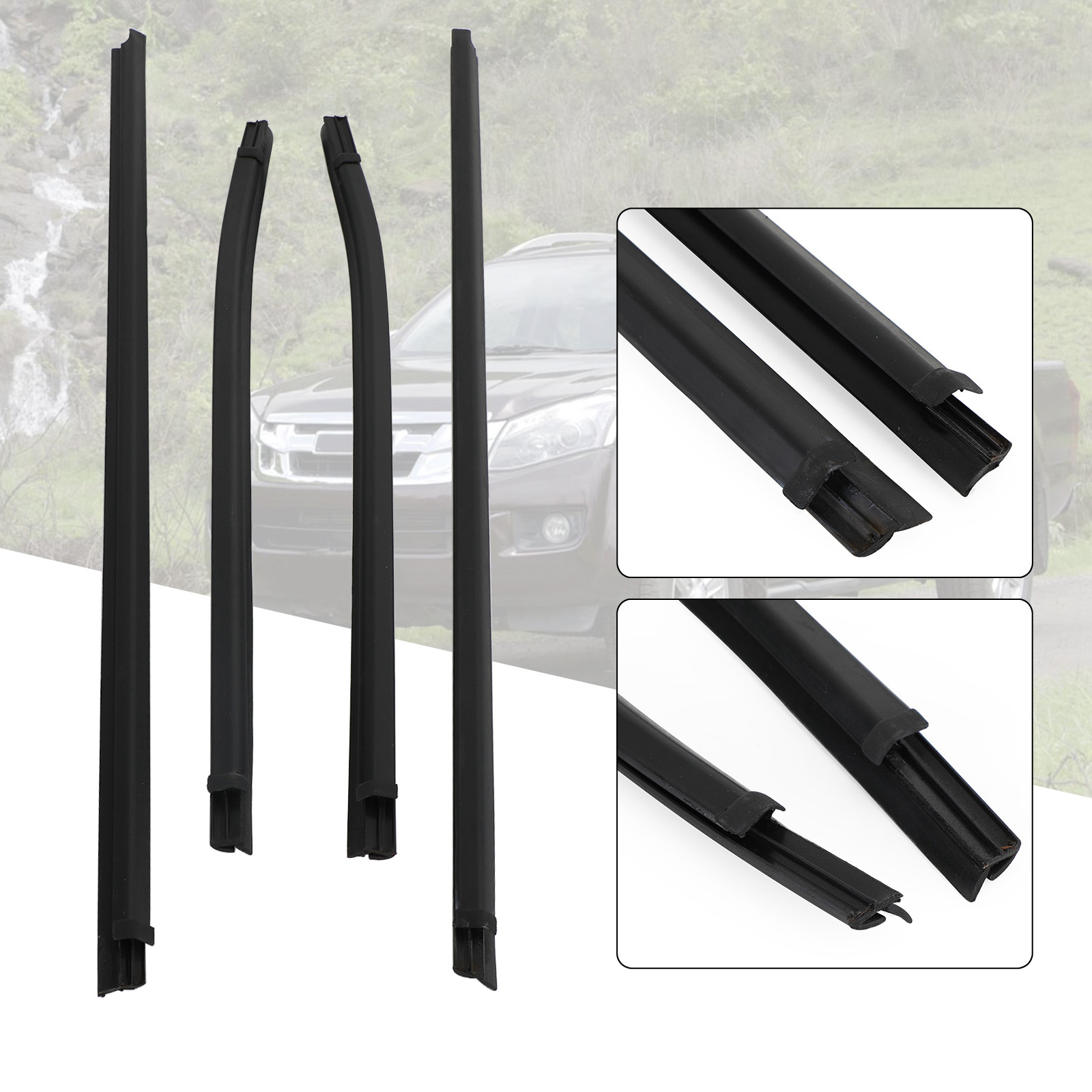 4pcs 1Set Isuzu Weather strip Mux Car Outside Window Moulding Weather ...