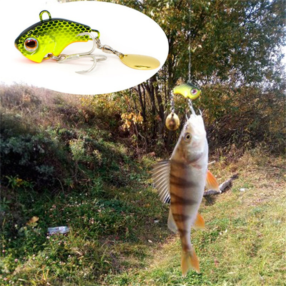 1Pc Rotating Metal VIB Vibration Bait Spinner Spoon Fishing Lures Jigs ...