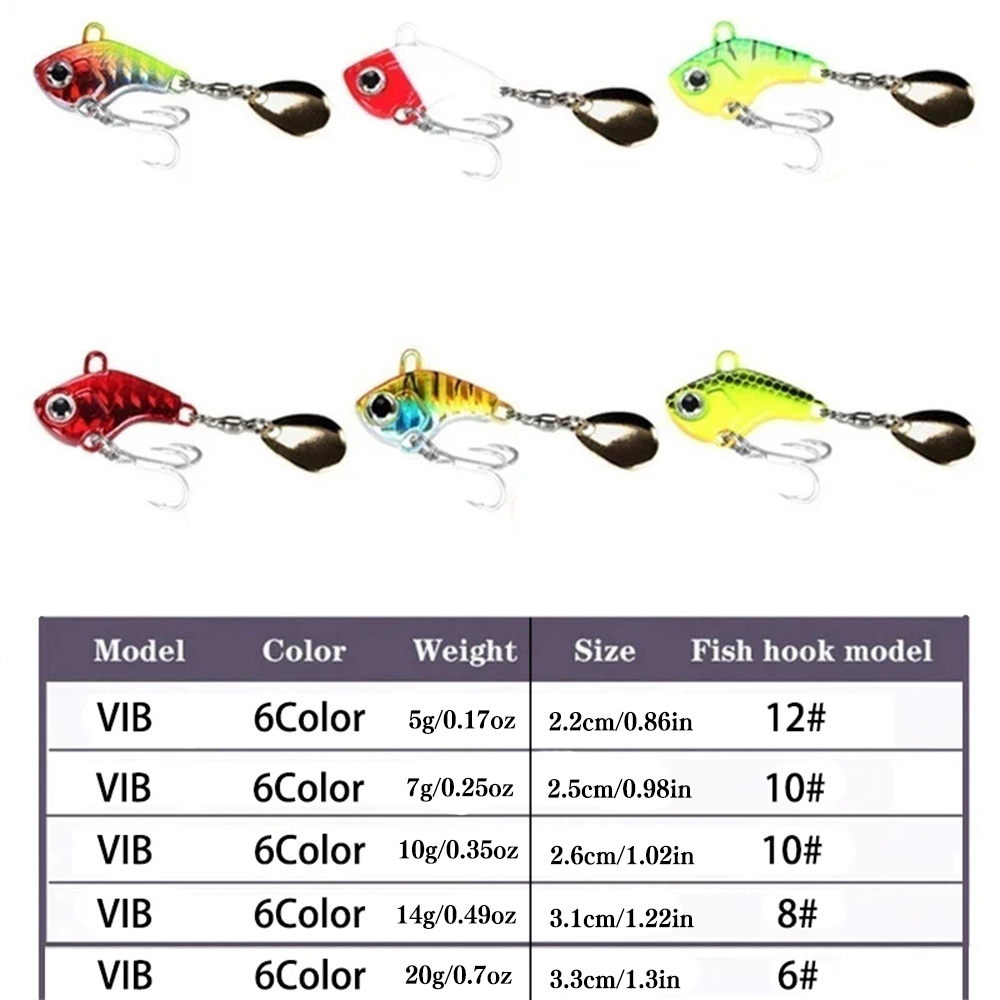 1Pc Rotating Metal VIB Vibration Bait Spinner Spoon Fishing Lures Jigs ...
