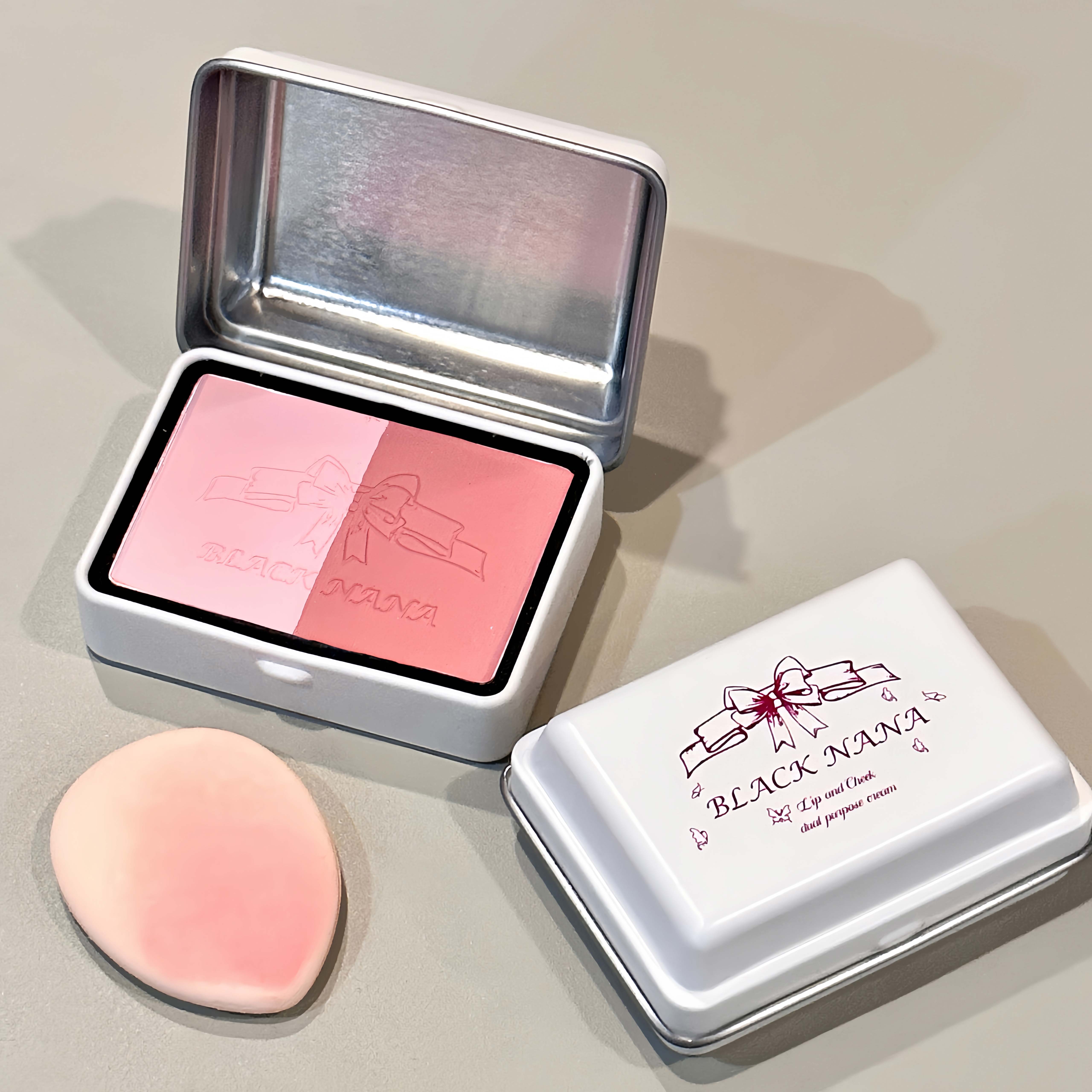 Black NANA Small Tin Box Bento Blush Pseudo-Makeup Pure Desire Cute ...