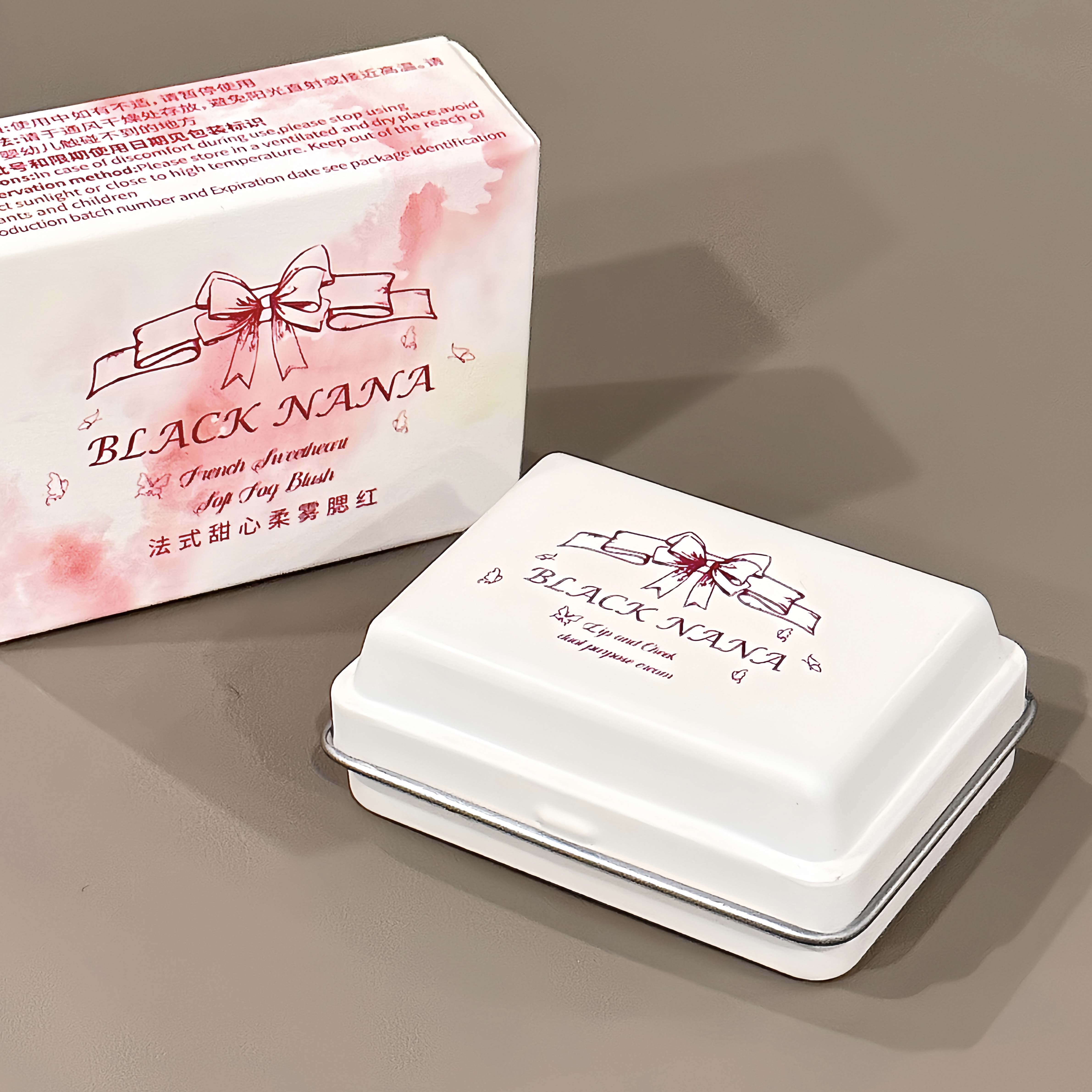 Black NANA Small Tin Box Bento Blush Pseudo-Makeup Pure Desire Cute ...