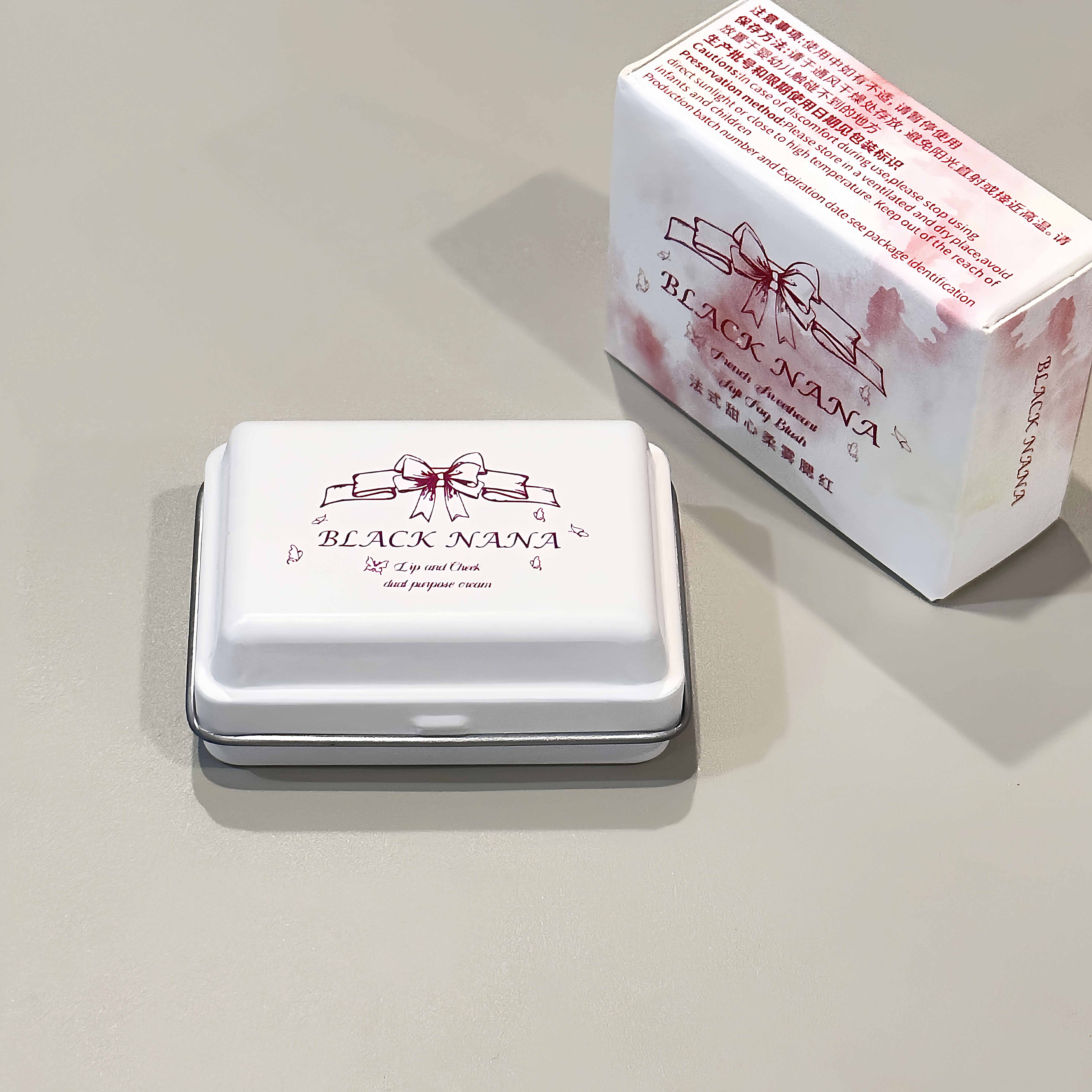 Black NANA Small Tin Box Bento Blush Pseudo-Makeup Pure Desire Cute ...
