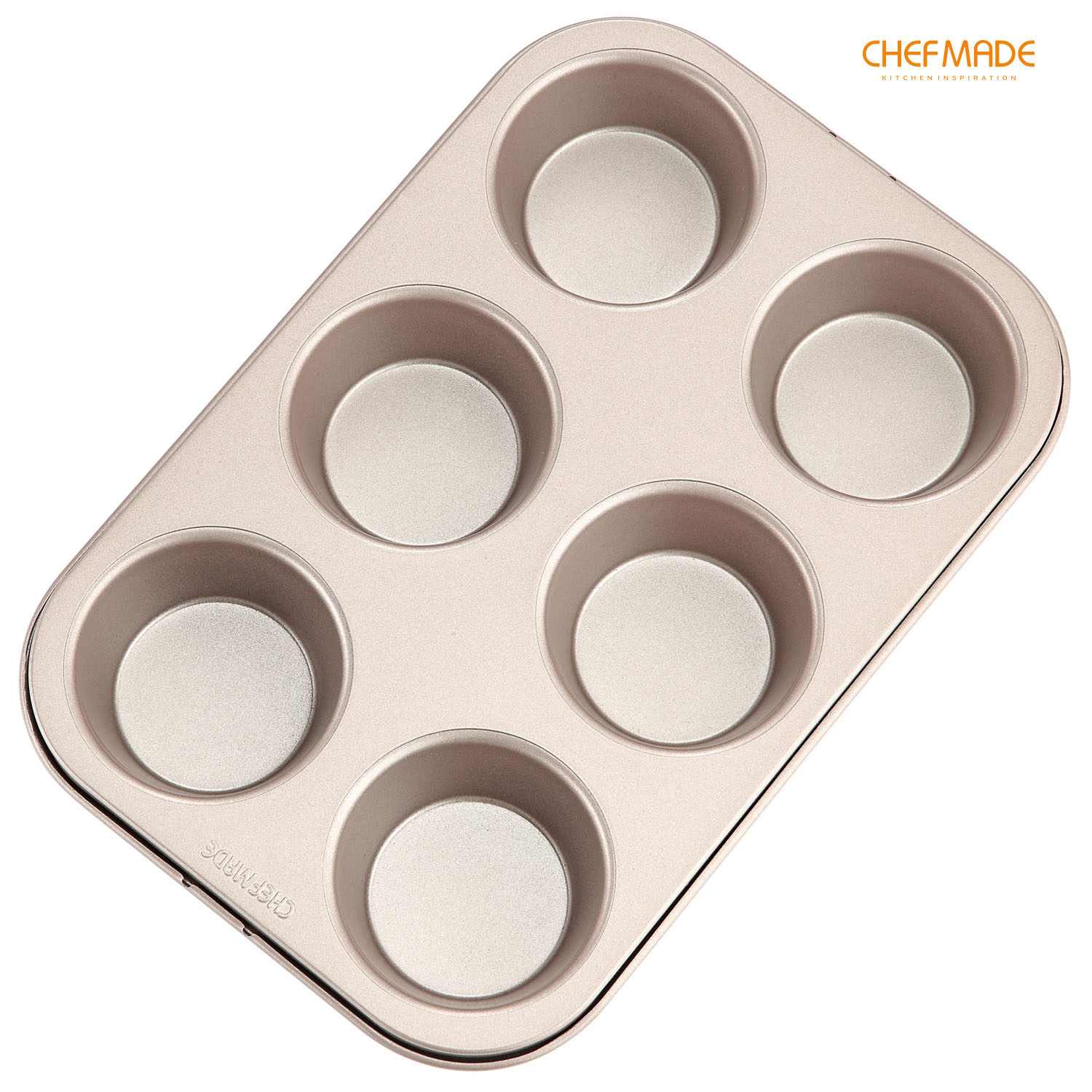 CHEFMADE Muffin Cake Pan, 6-Cavity Non-Stick Cupcake Pan Bakeware, FDA ...
