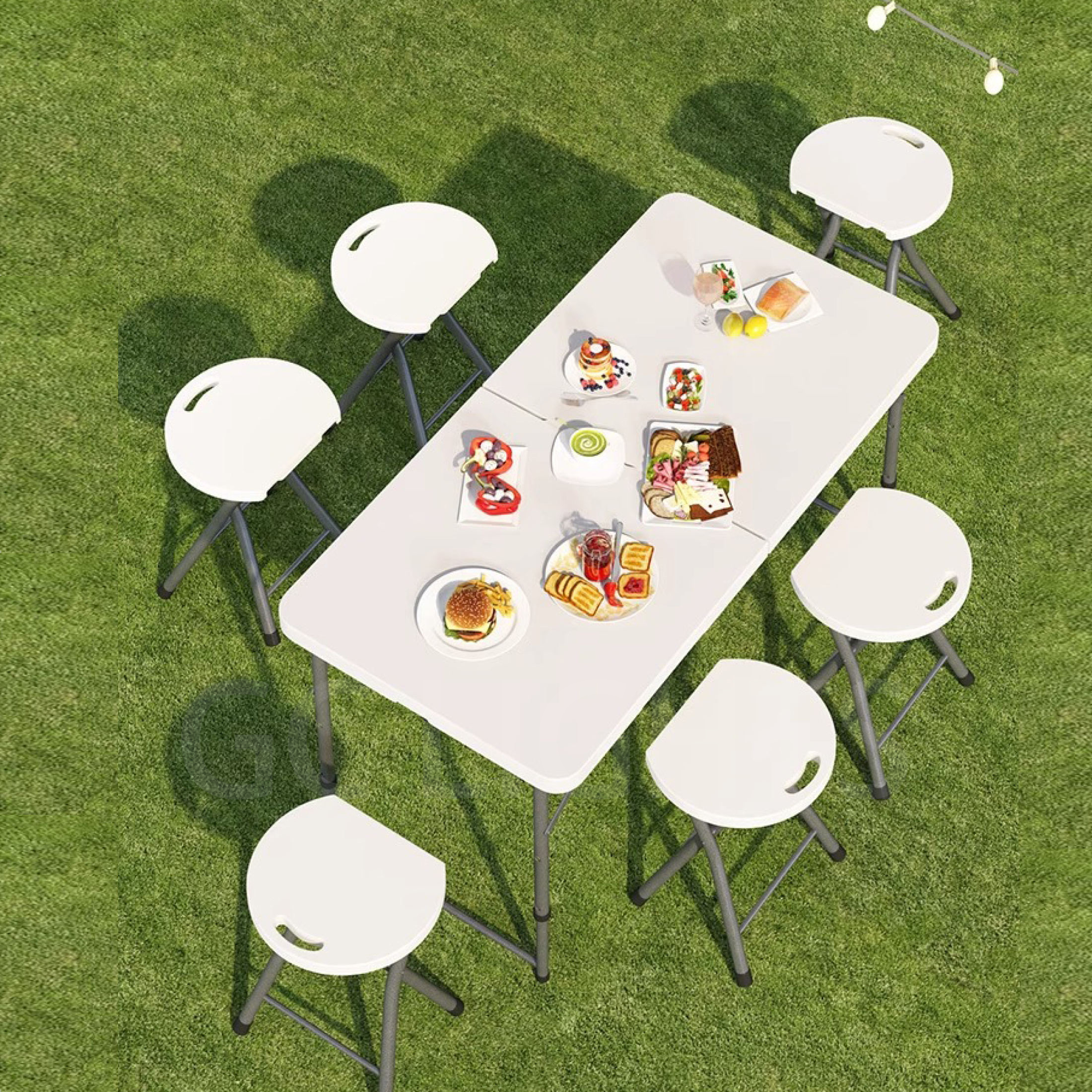 GC Heavy Duty Portable Folding table 4ft Outdoor Dining Table set ...