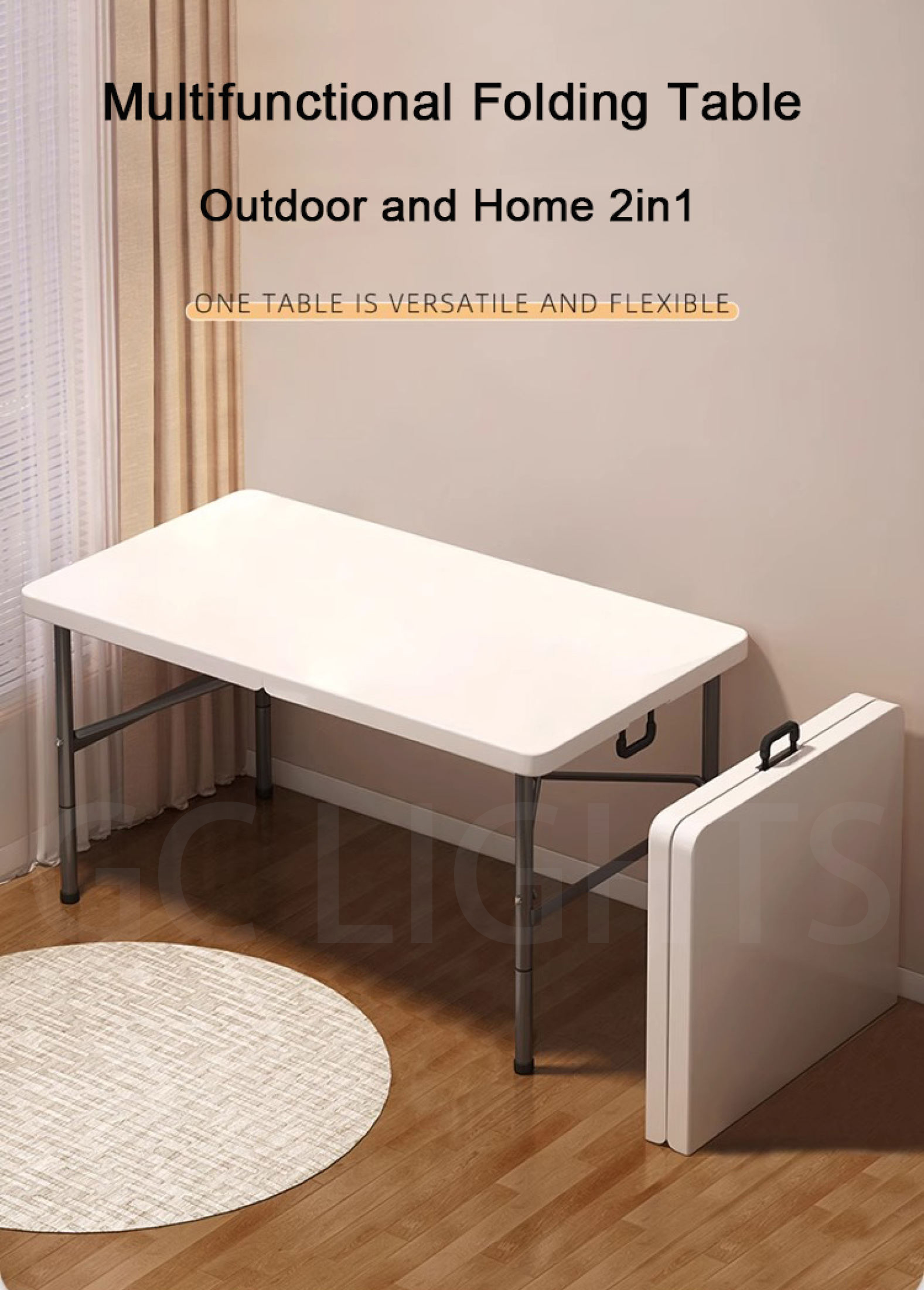 GC Heavy Duty Portable Folding table 4ft Outdoor Dining Table set ...