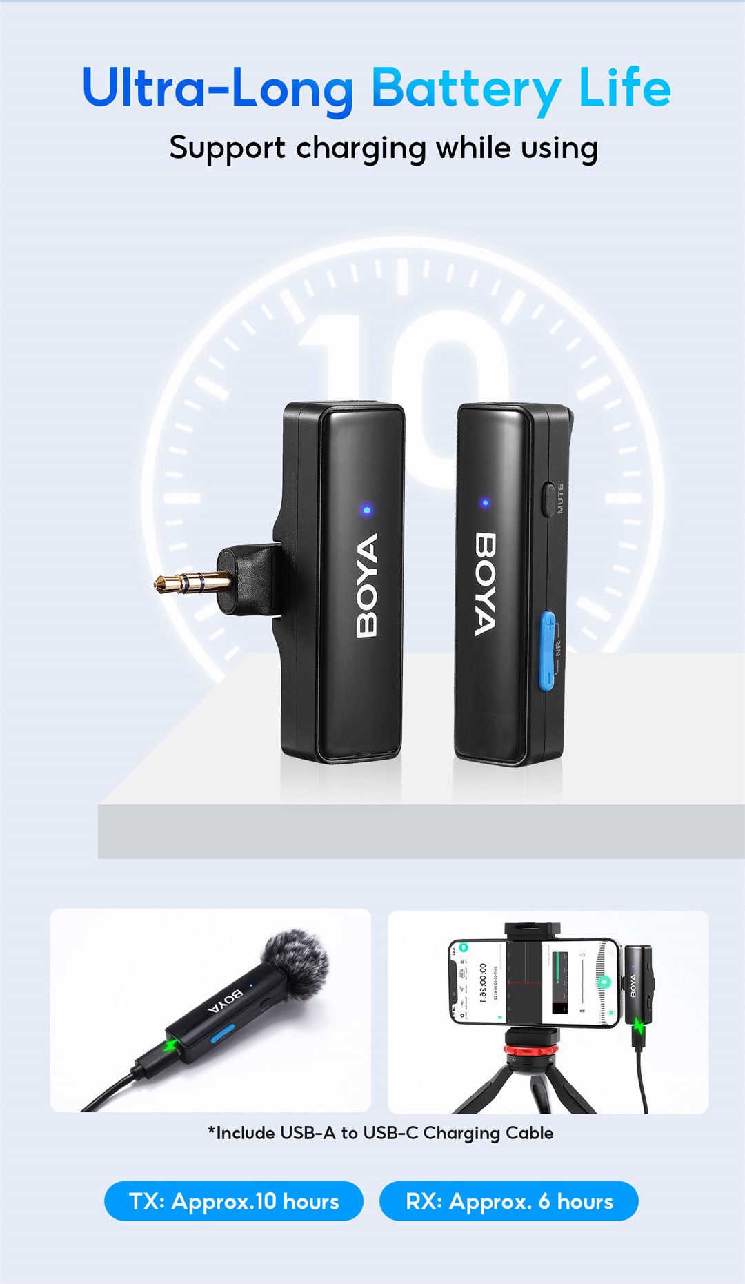 BOYALINK A1/A2 Wireless Microphone Noise Cancellation Lapel Microphone ...