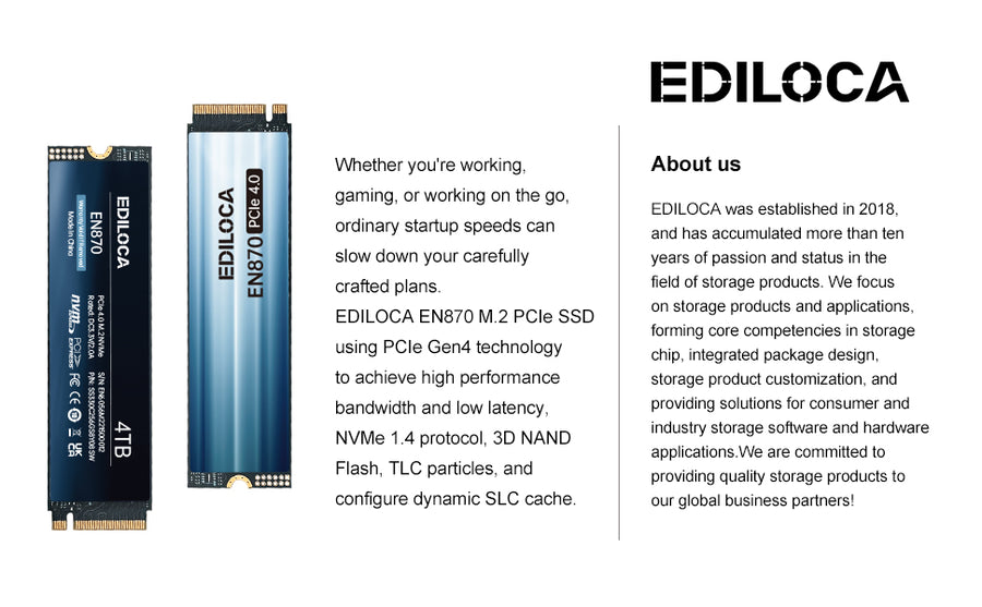 Ediloca EN870 NVMe SSD PCIe Gen4.0x4 1TB 2TB NVMe M.2 2280 SSD Solid ...