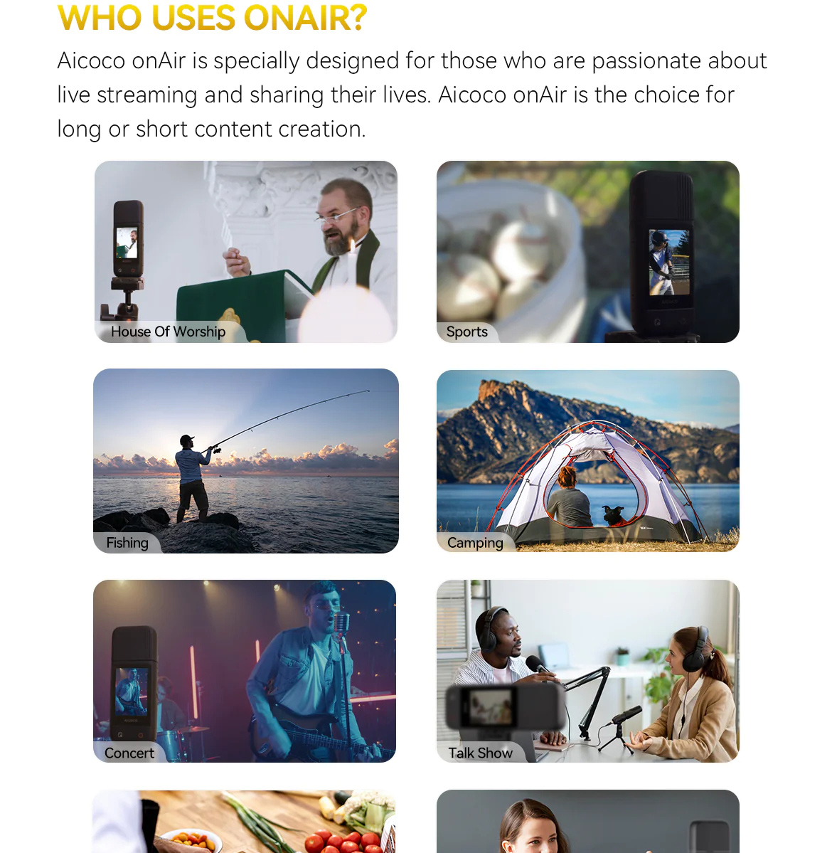 Aicoco onAir 4K Live Streaming Ultra List Camera Long Endurance Multi ...