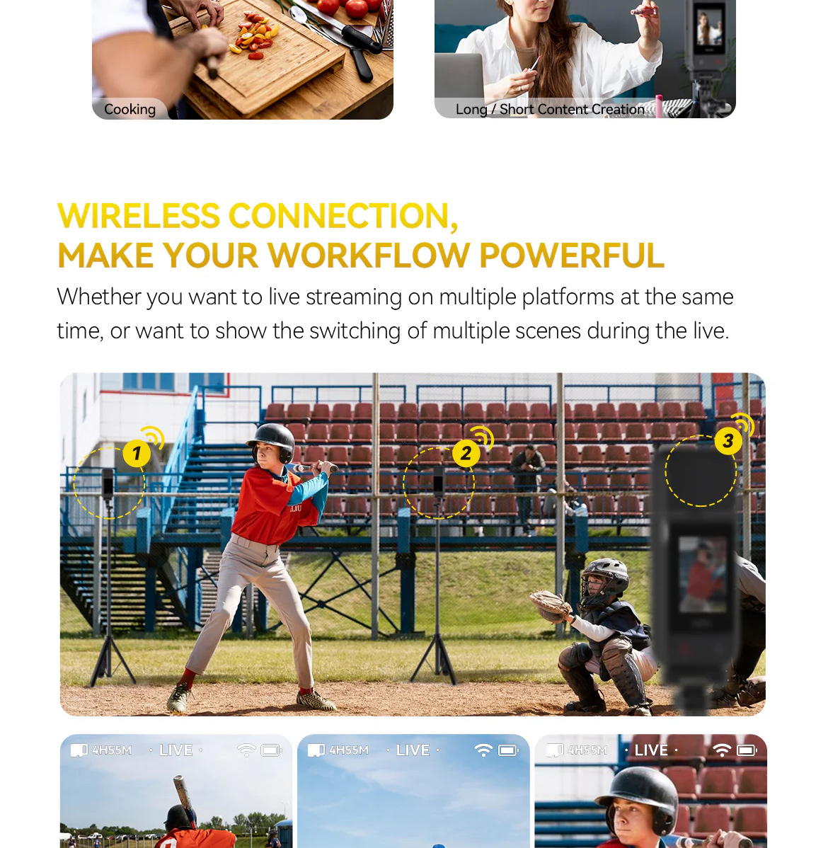 Aicoco onAir 4K Live Streaming Ultra List Camera Long Endurance Multi ...