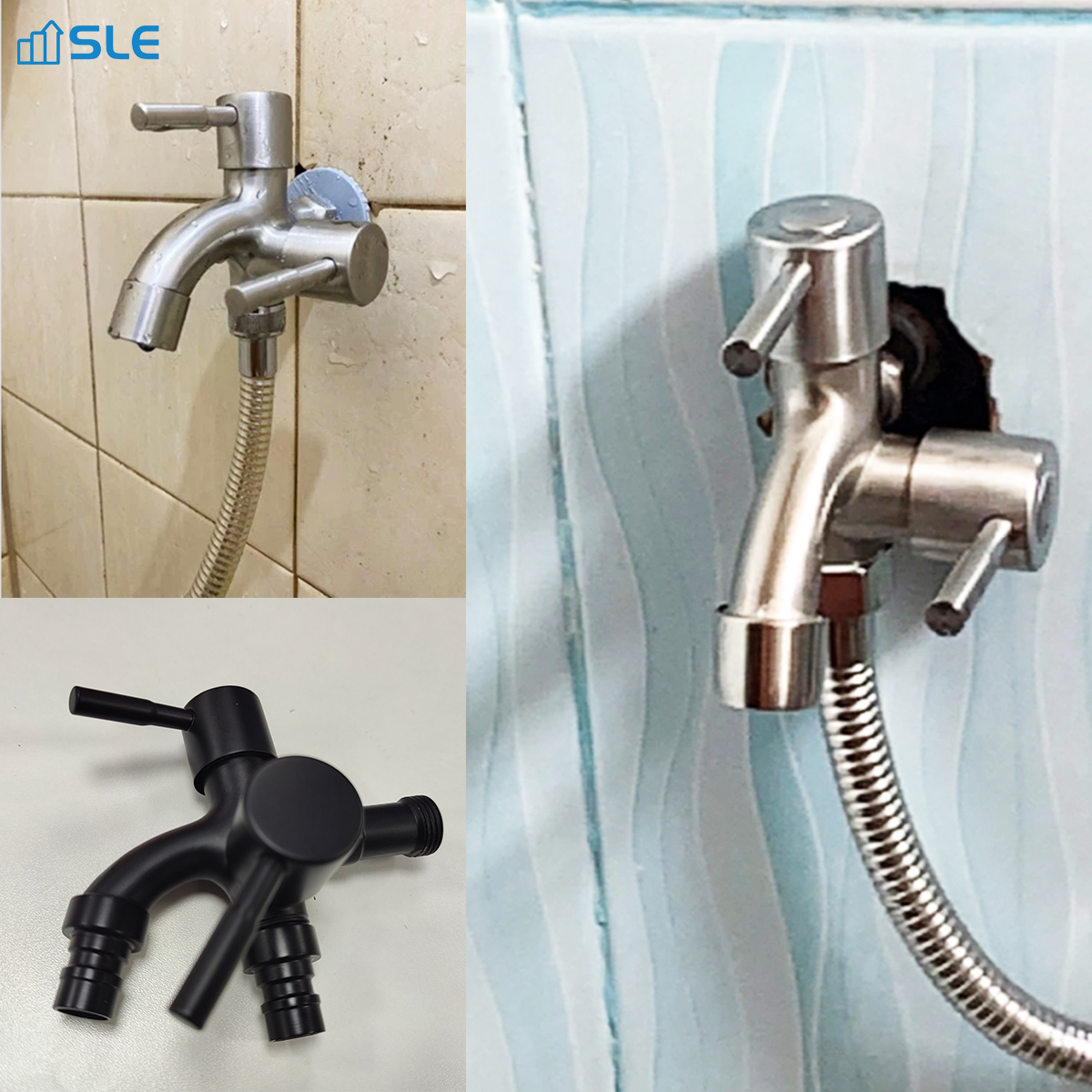 304 Stainless Steel Two Way Faucet copper valve Bathroom Kitchen tap ...