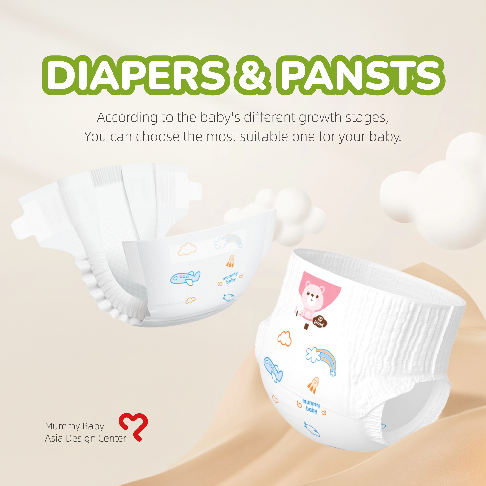 【MUMMY BABY】Pull-up Pants Baby Diapers Disposable 50PCS ( S,M,L,XL,2XL ...