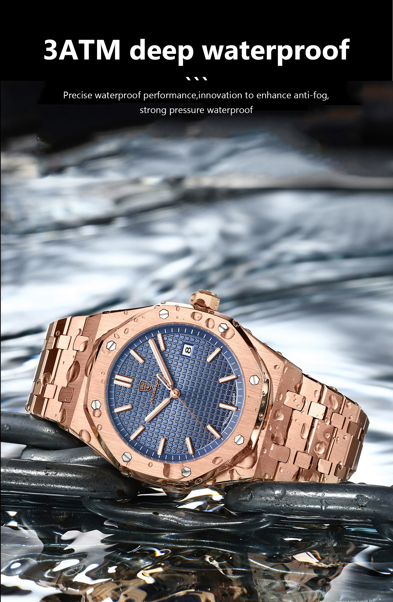 POEDAGAR Gold Watch For Men Waterproof Original Stainless Steel With ...