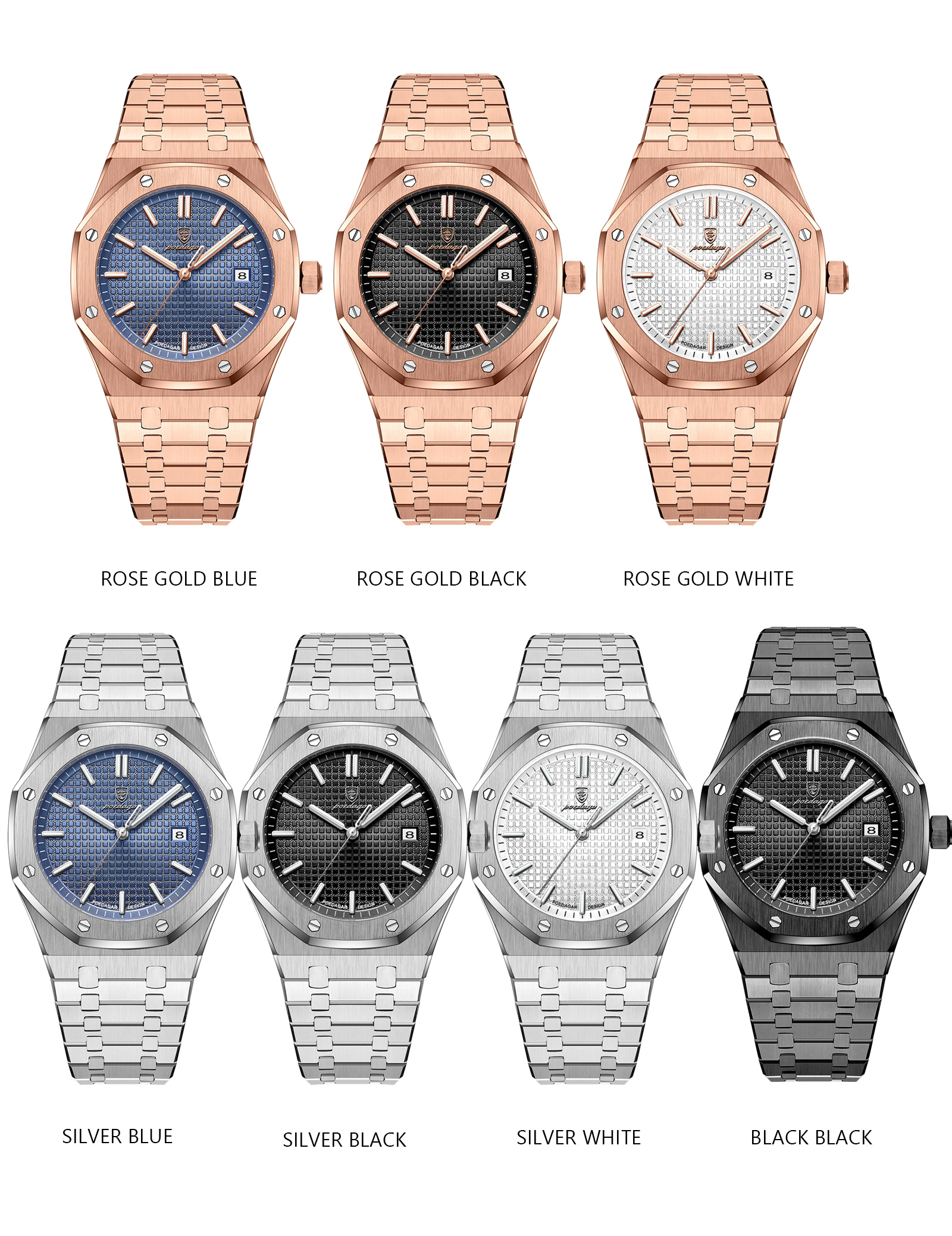 POEDAGAR Gold Watch For Men Waterproof Original Stainless Steel With ...