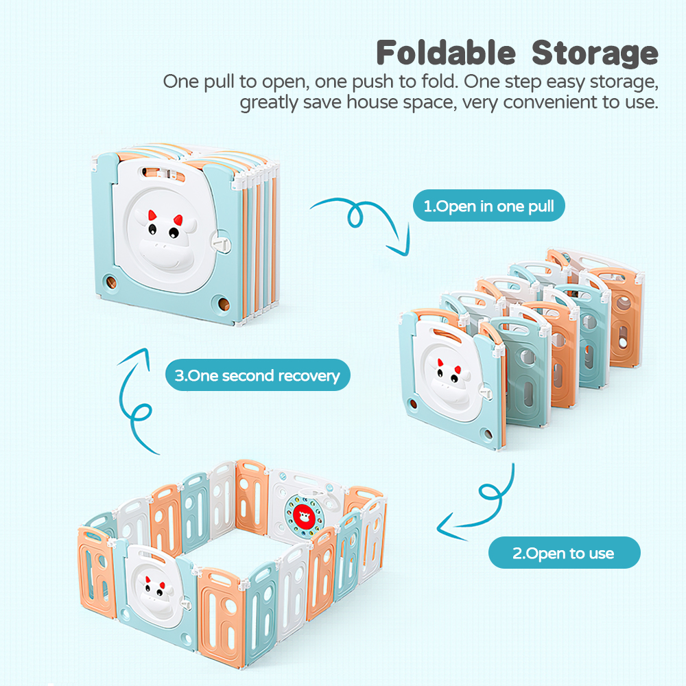 Baby Folding Playpen with Free Mat,Ocean 50pcs Balls and Balls Hoop ...