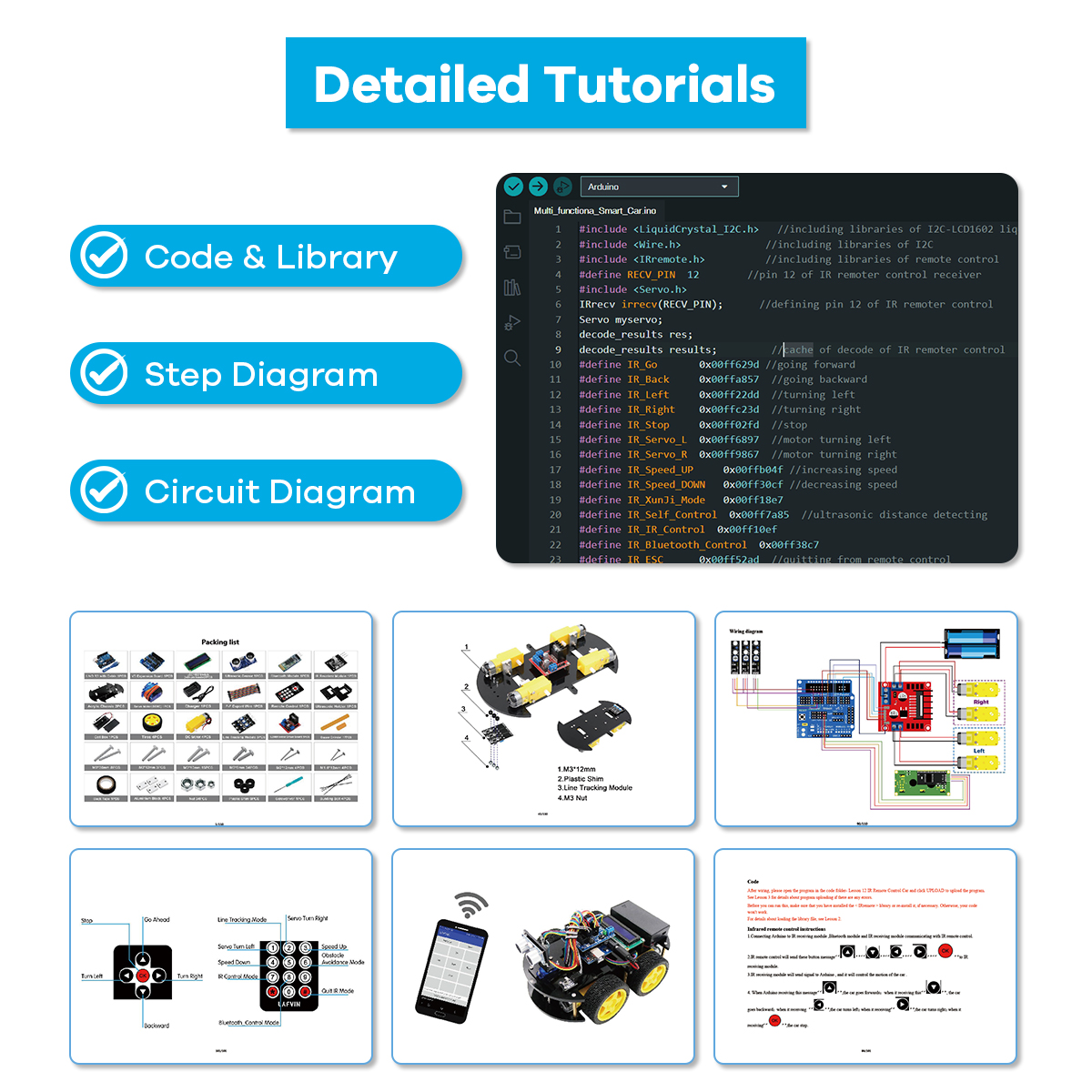 LAFVIN Multi-Functional Uno R3 4wd Smart Robot Car Chassis Kit With ...