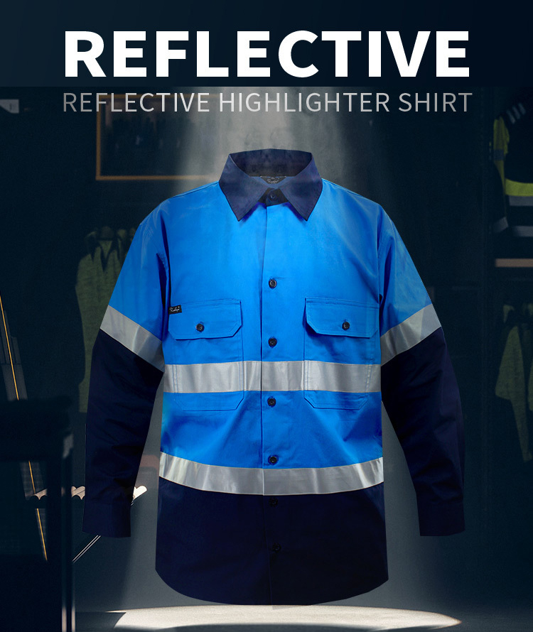 Hi Vis Shirt for Men Cotton Work Shirts Long Sleeves Safety Clothing ...