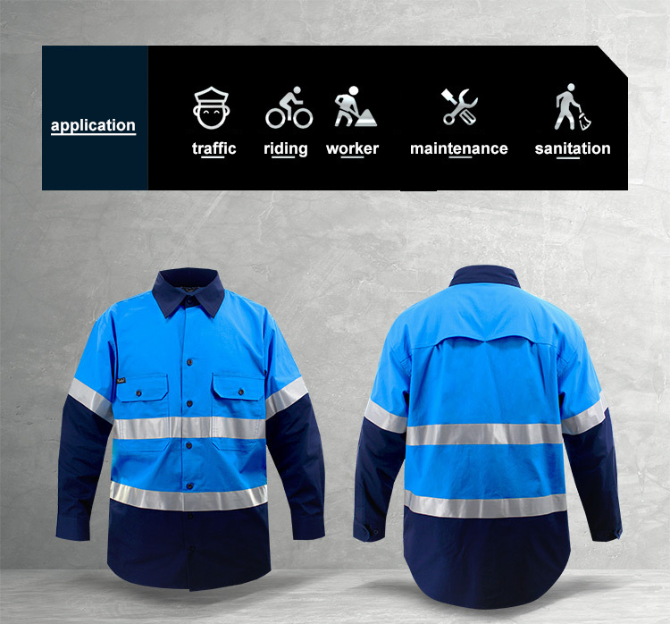 Hi Vis Shirt for Men Cotton Work Shirts Long Sleeves Safety Clothing ...