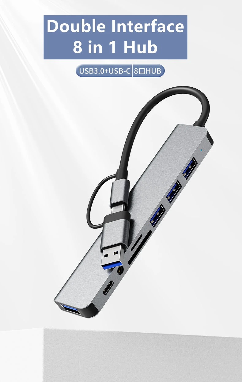 8 Port USB C Expander USB 3 Hub Type C Splitter Type C Dock Multiport ...