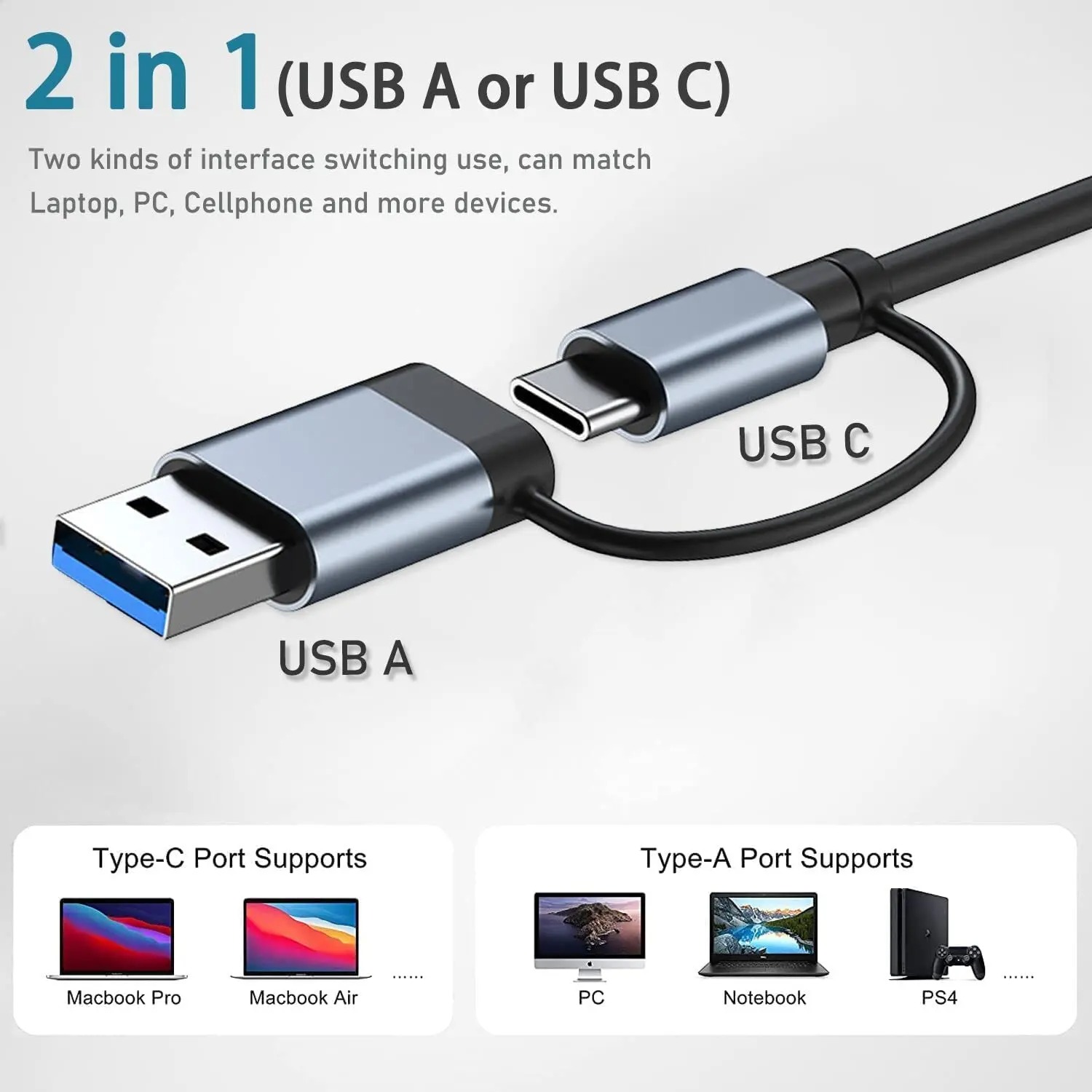 8 Port USB C Expander USB 3 Hub Type C Splitter Type C Dock Multiport ...
