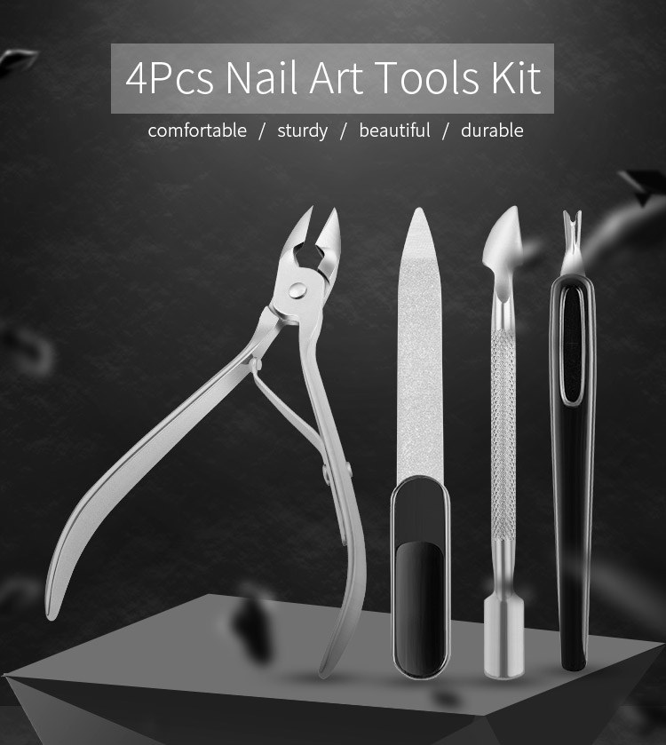 4Pcs/set Nail Art Nippers Clipper Cuticle Spoon Pusher Dead Skin ...