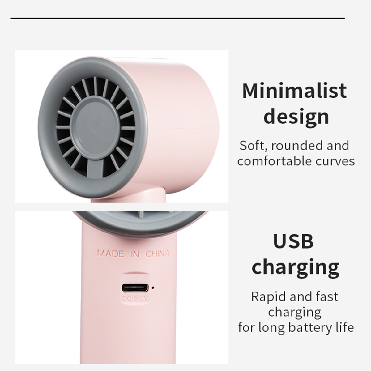 USB Rechargeable Handheld Fan 1PCS Portable Cooling Fans 3 Speeds ...