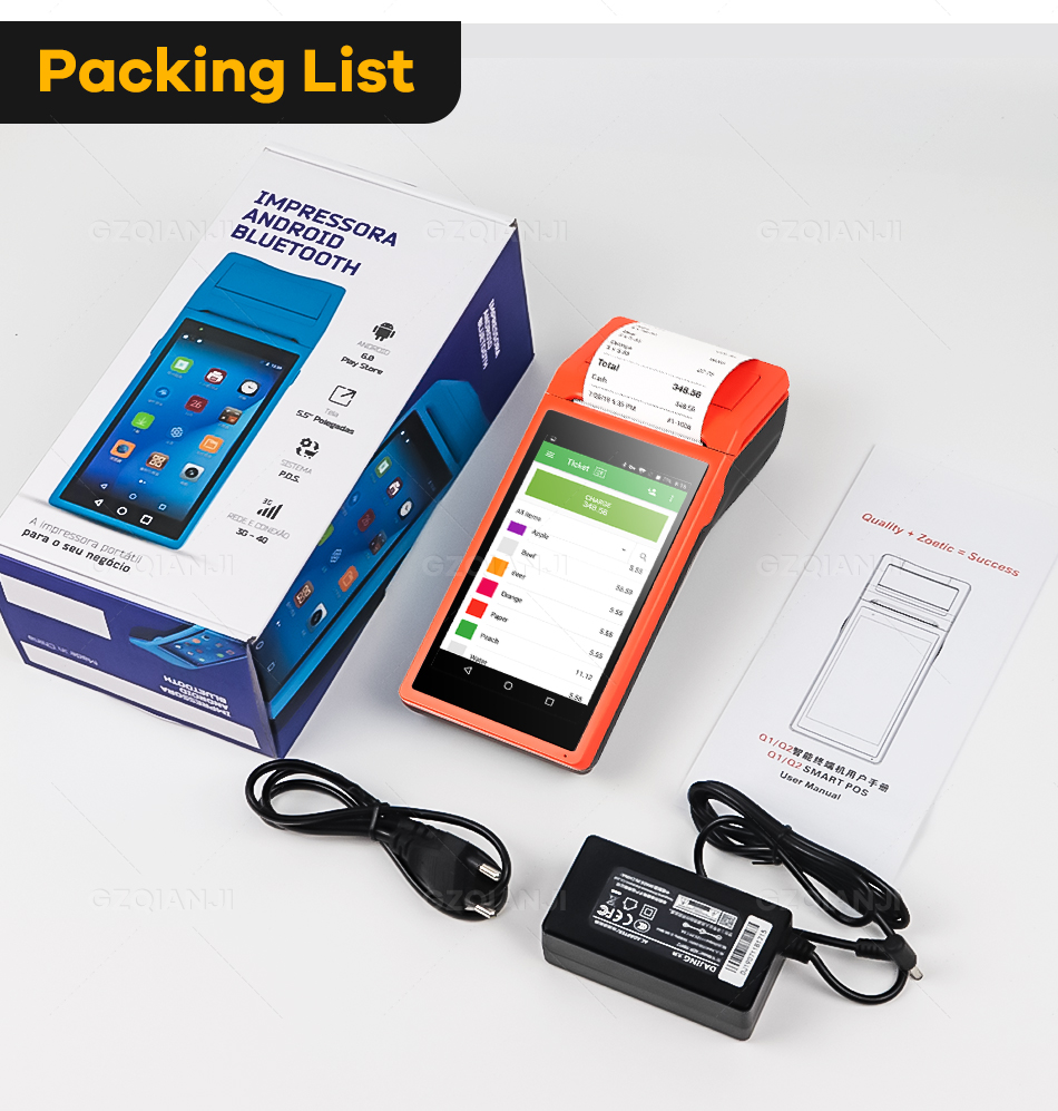 Pda POS Terminal Thermal Handheld bluetooth Printer 58mm Android Rugged ...