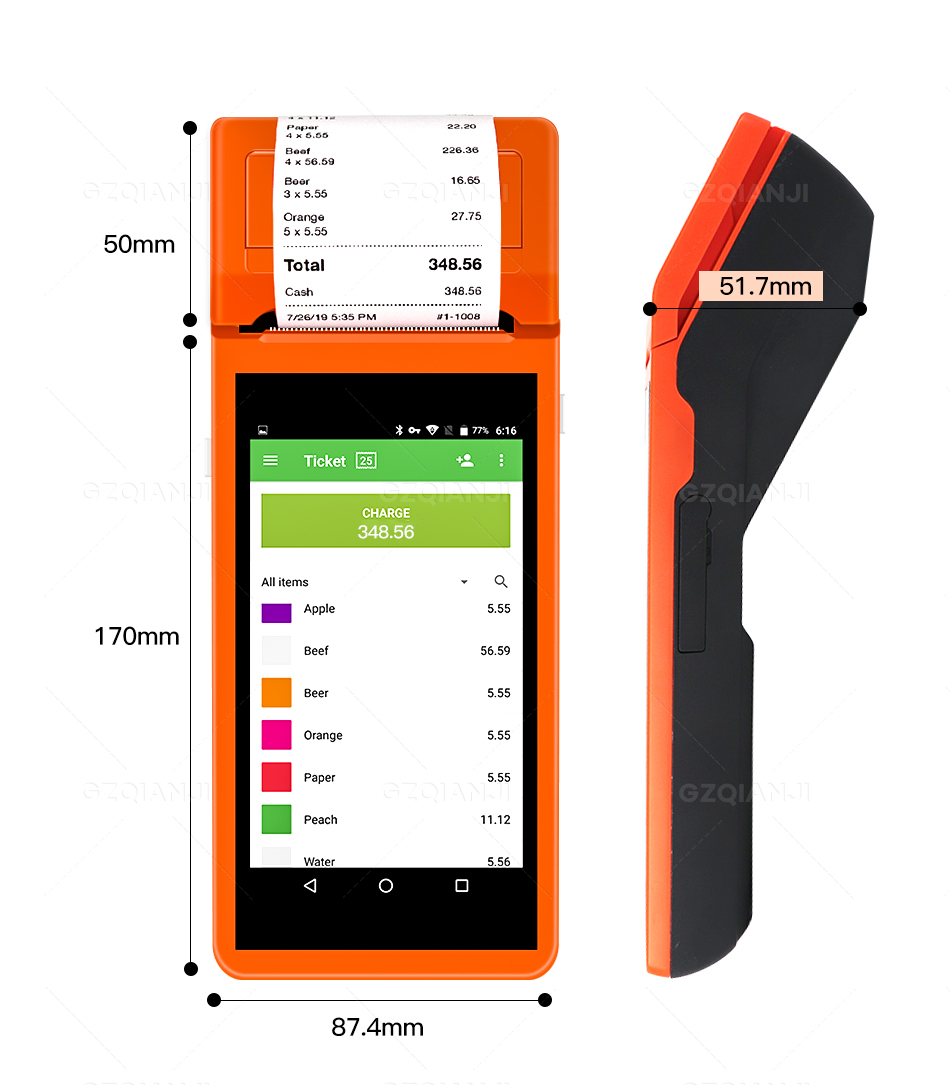 Android 8.1 Portable POS PDA Smart Invoice Printer Terminal Wireless ...